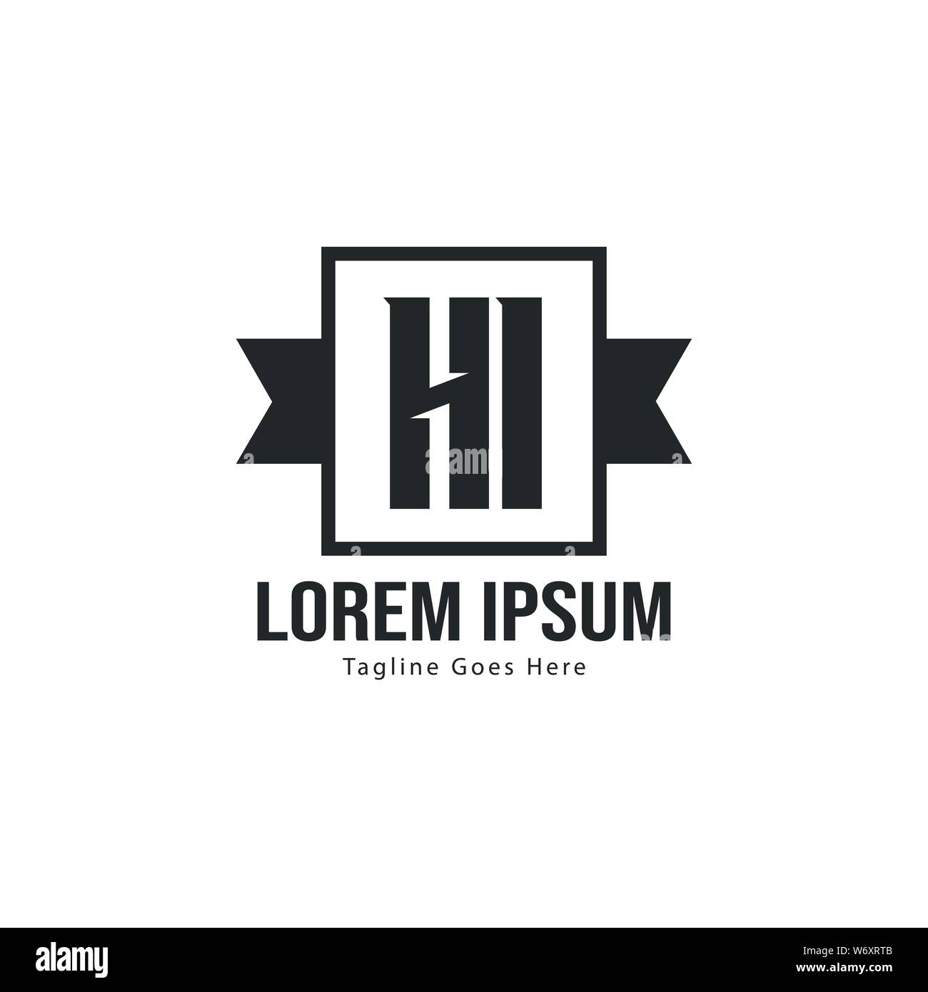 Initial HI logo template with modern frame. Minimalist HI letter logo ...