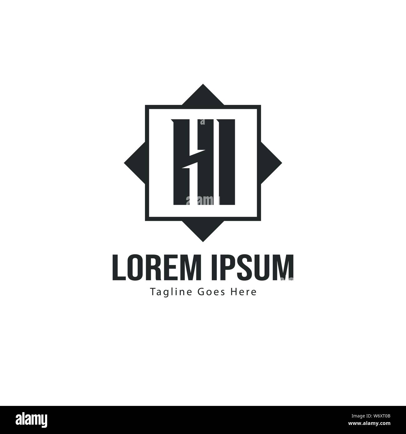 Initial HI logo template with modern frame. Minimalist HI letter logo ...