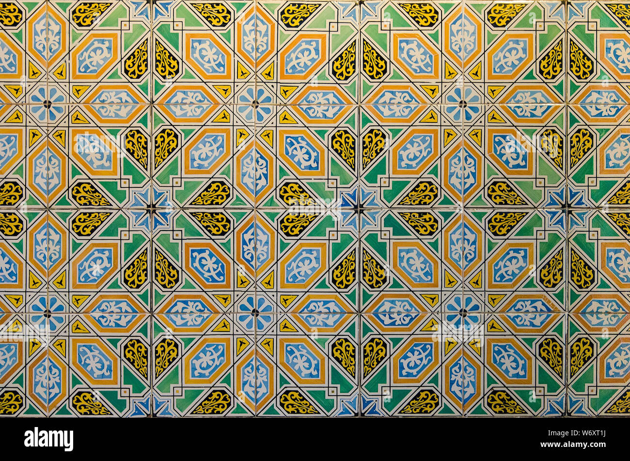 Ceramic tiles with traditional Arabic geometric patterns Stock Photo ...