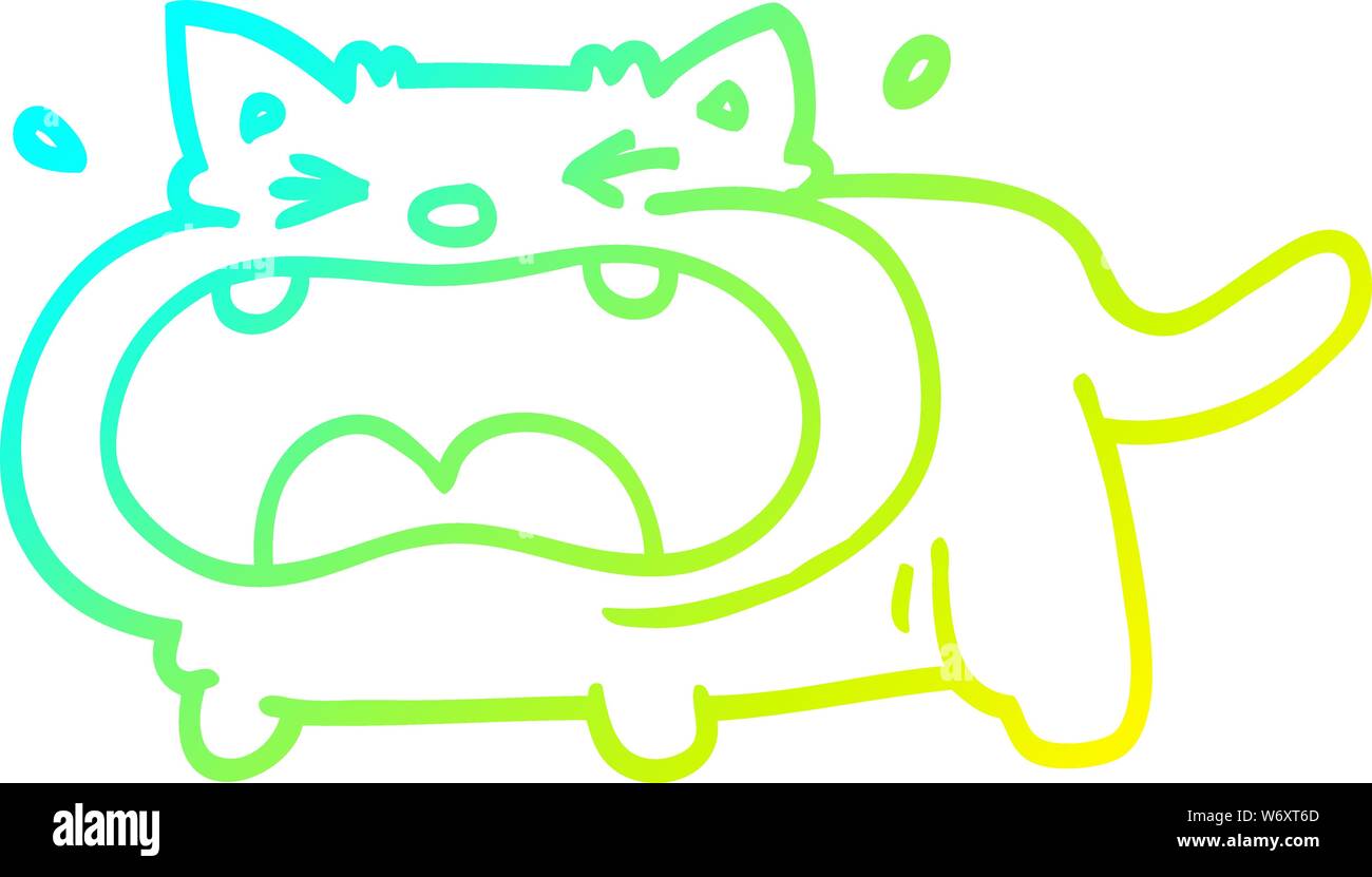 cold gradient line drawing of a cartoon crying cat Stock Vector Image ...