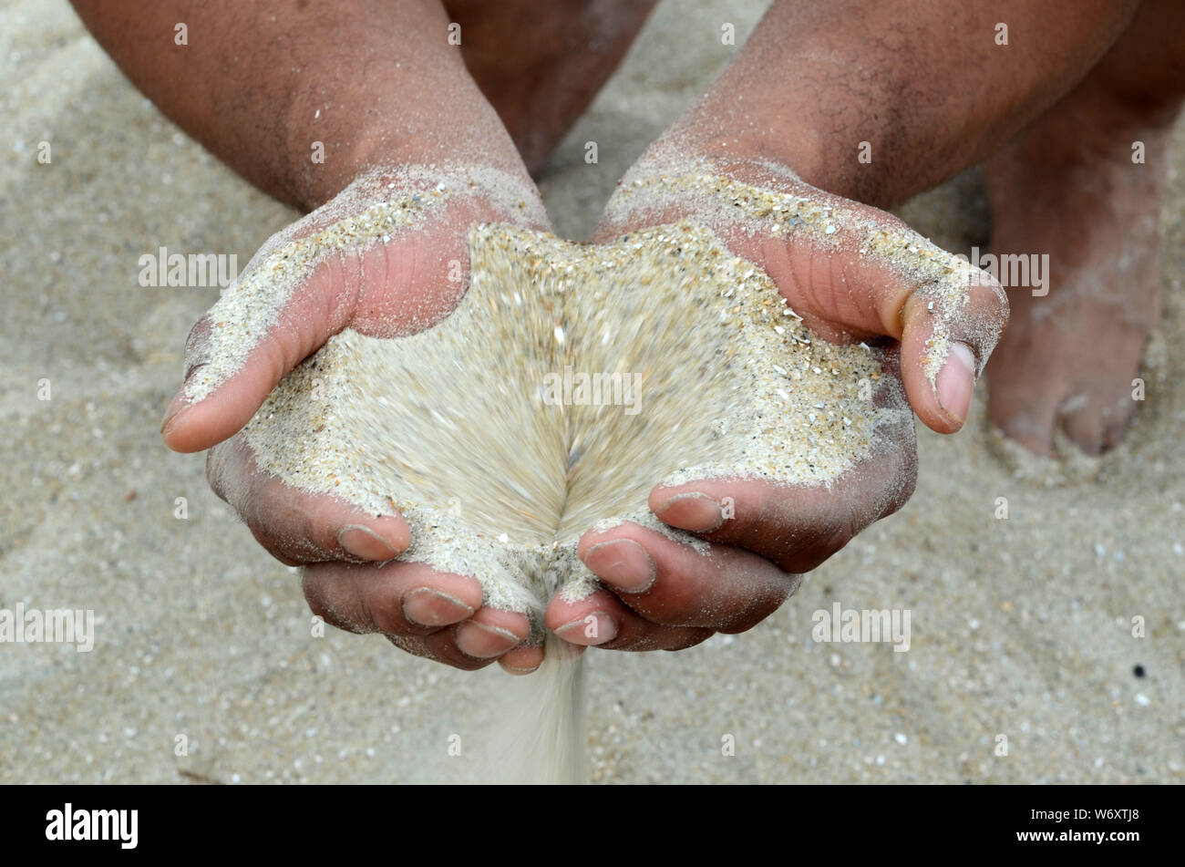 DNA Human: A man and woman squatting on Tybee beach have sand pouring ...