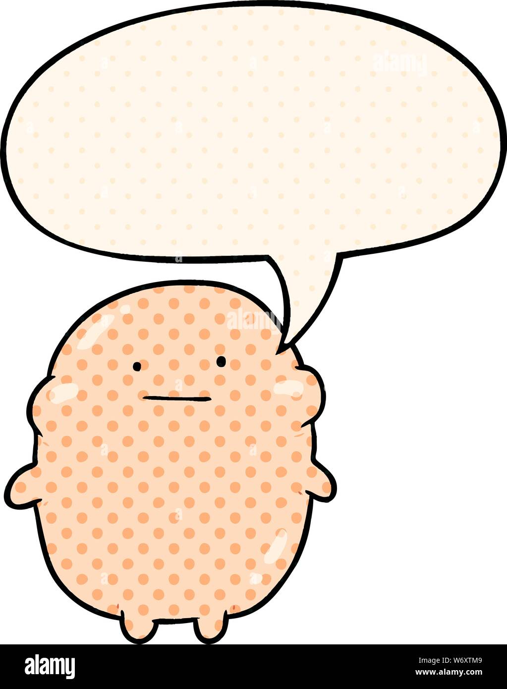 cute fat cartoon human with speech bubble in comic book style Stock ...