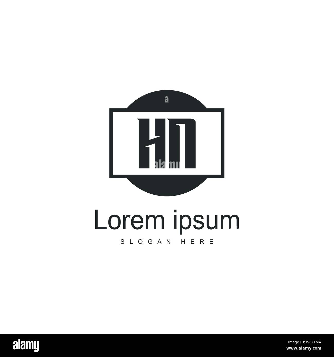 Initial HN logo template with modern frame. Minimalist HN letter logo ...