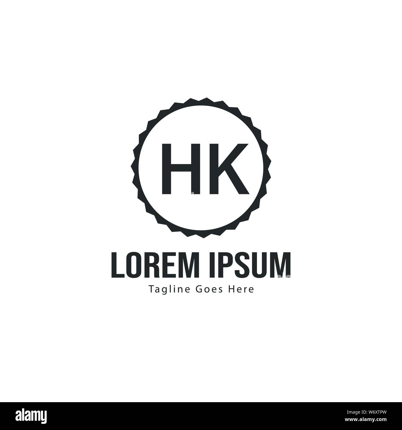 Initial HK logo template with modern frame. Minimalist HK letter logo ...