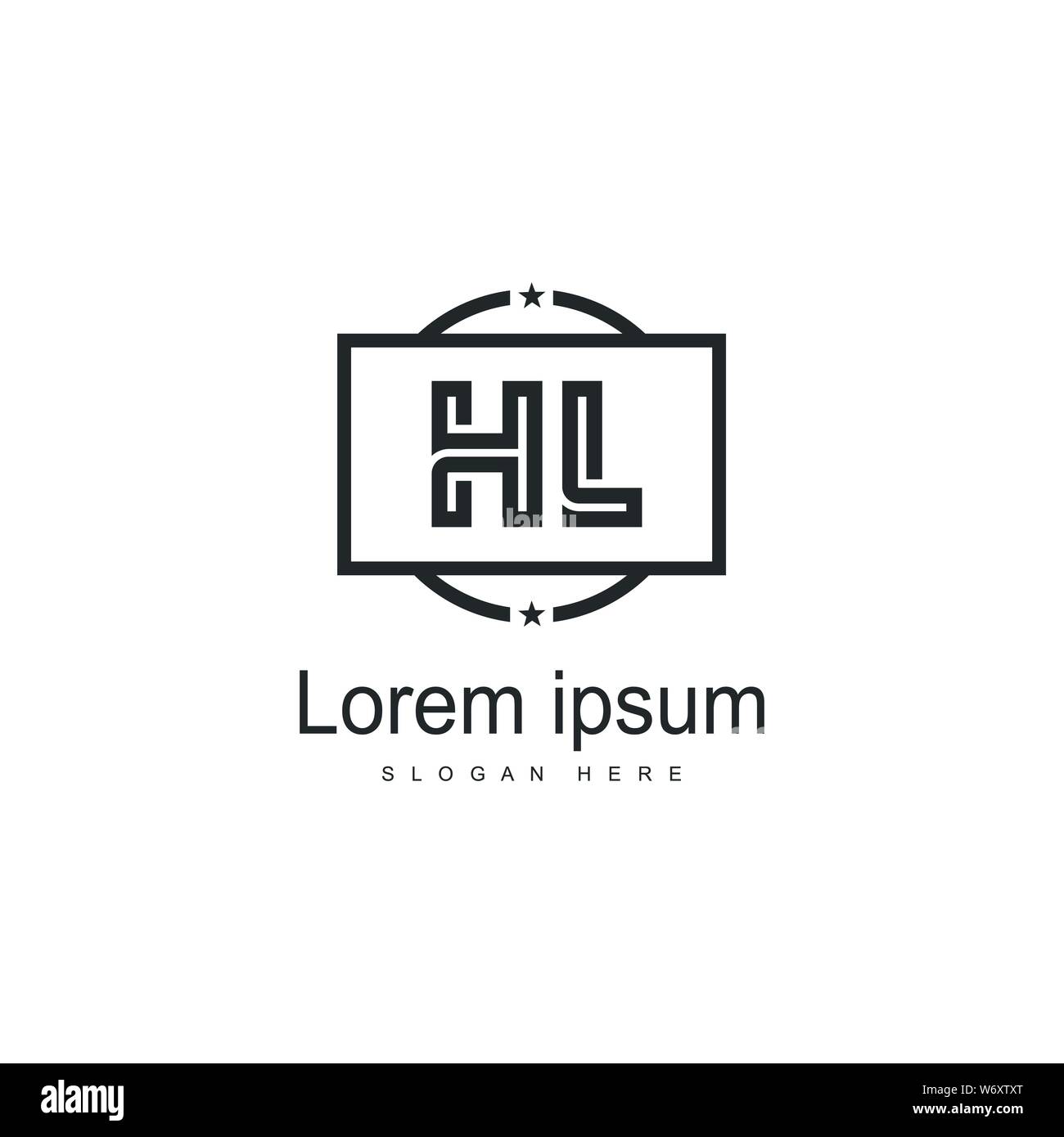 Initial HL logo template with modern frame. Minimalist HL letter logo ...