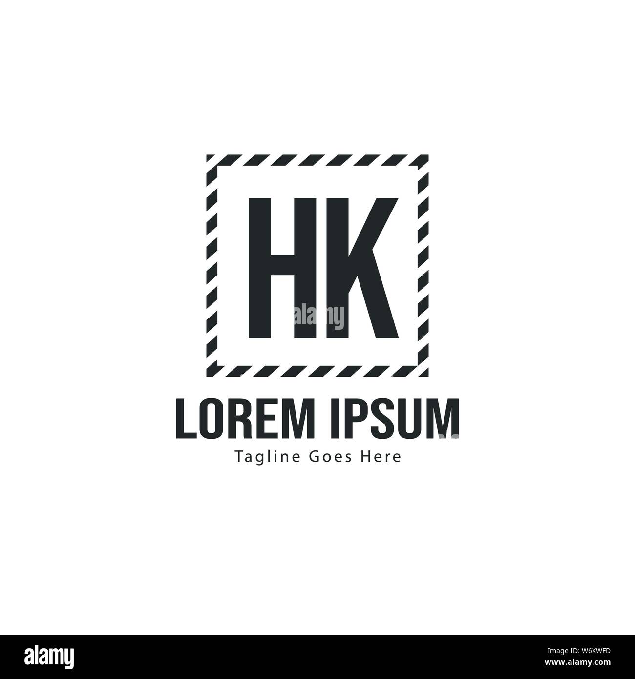 Initial HK logo template with modern frame. Minimalist HK letter logo ...