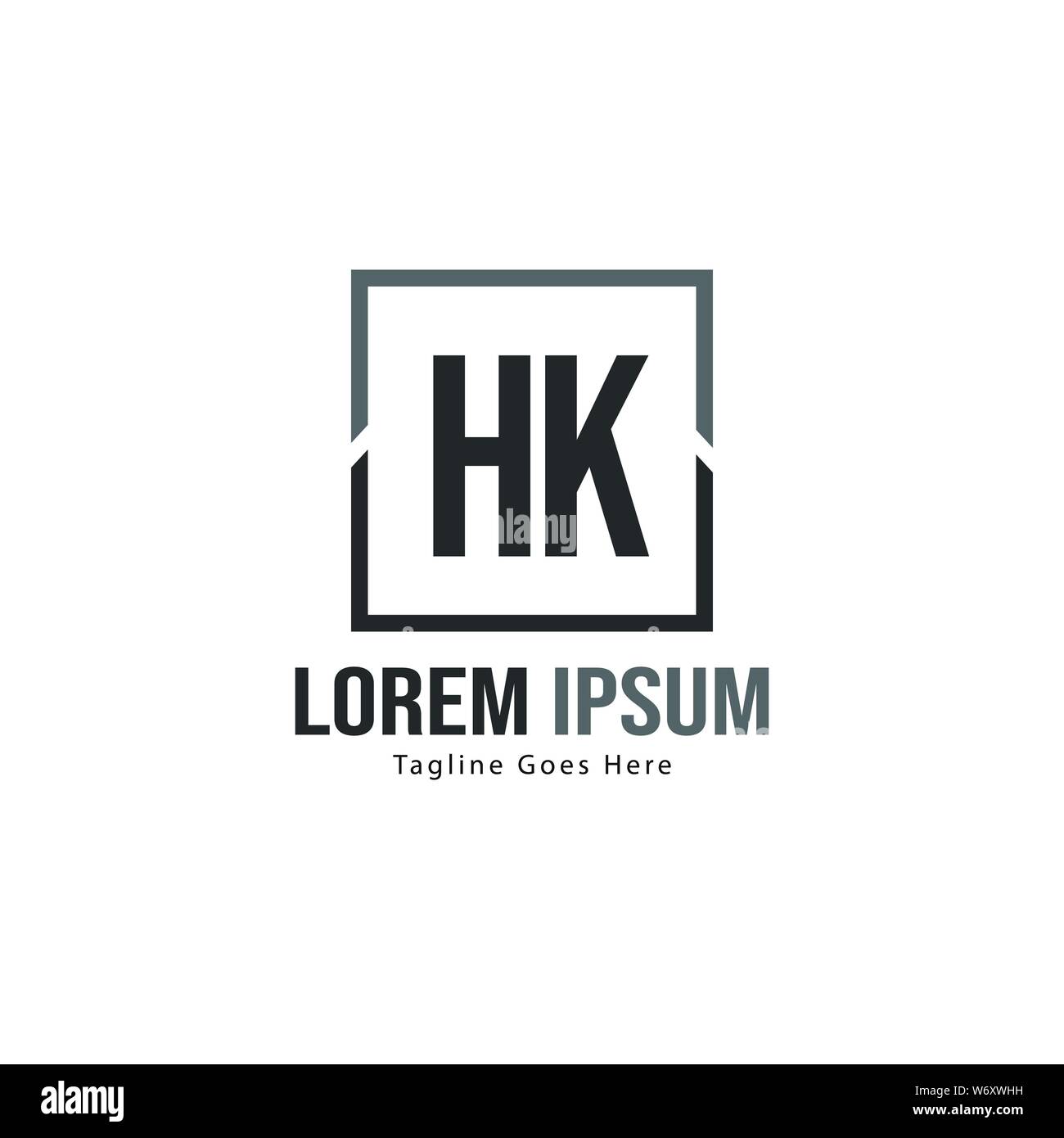 Initial HK logo template with modern frame. Minimalist HK letter logo ...