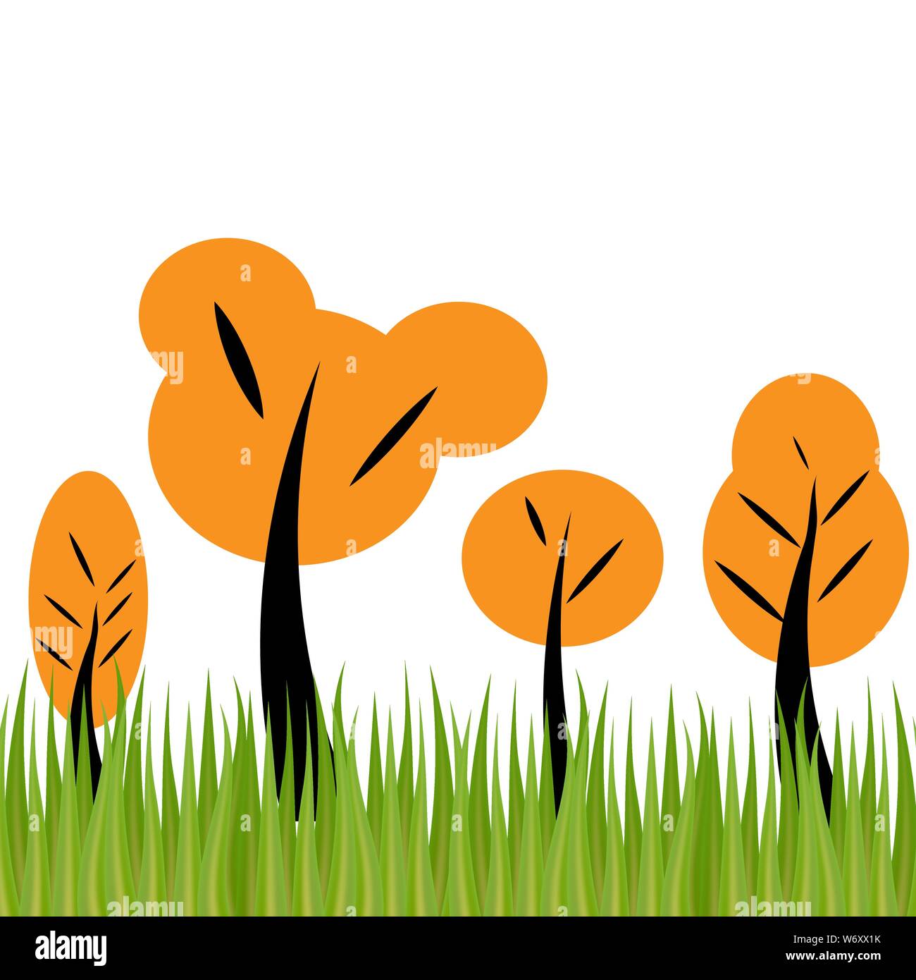 Vector illustration. Autumn orange tree. Flat style isolate on a white ...