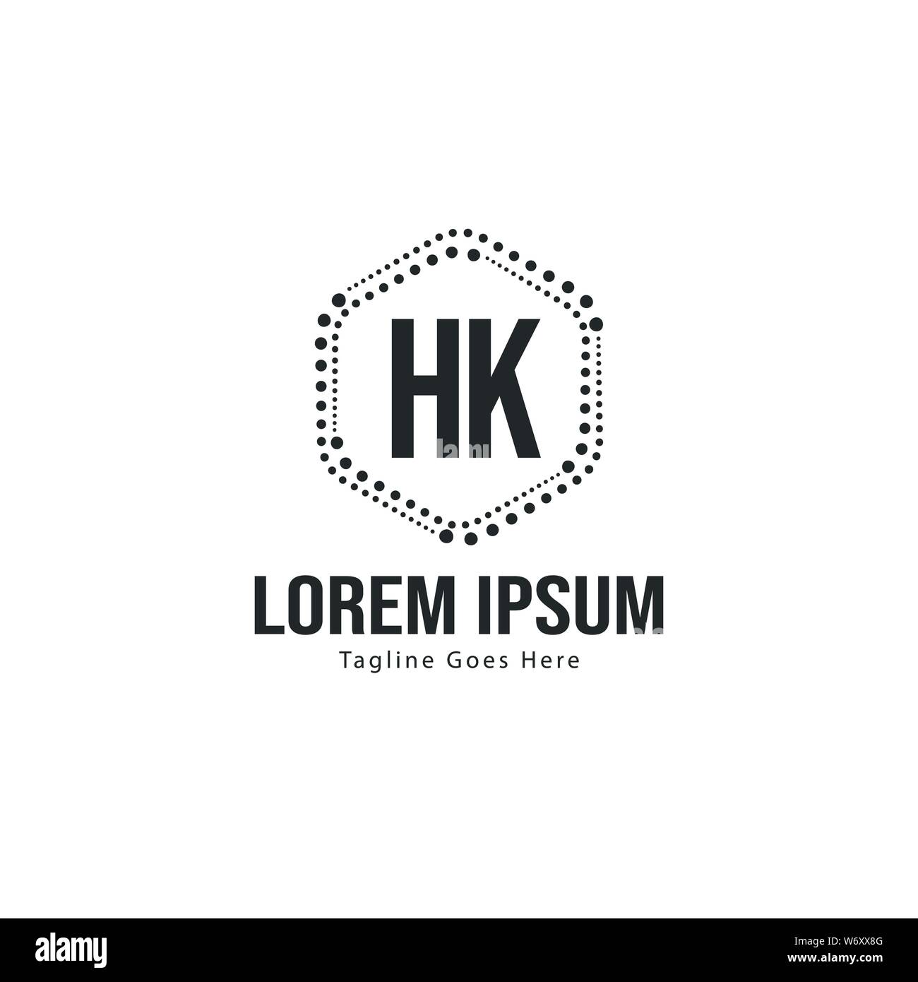 Initial HK logo template with modern frame. Minimalist HK letter logo ...