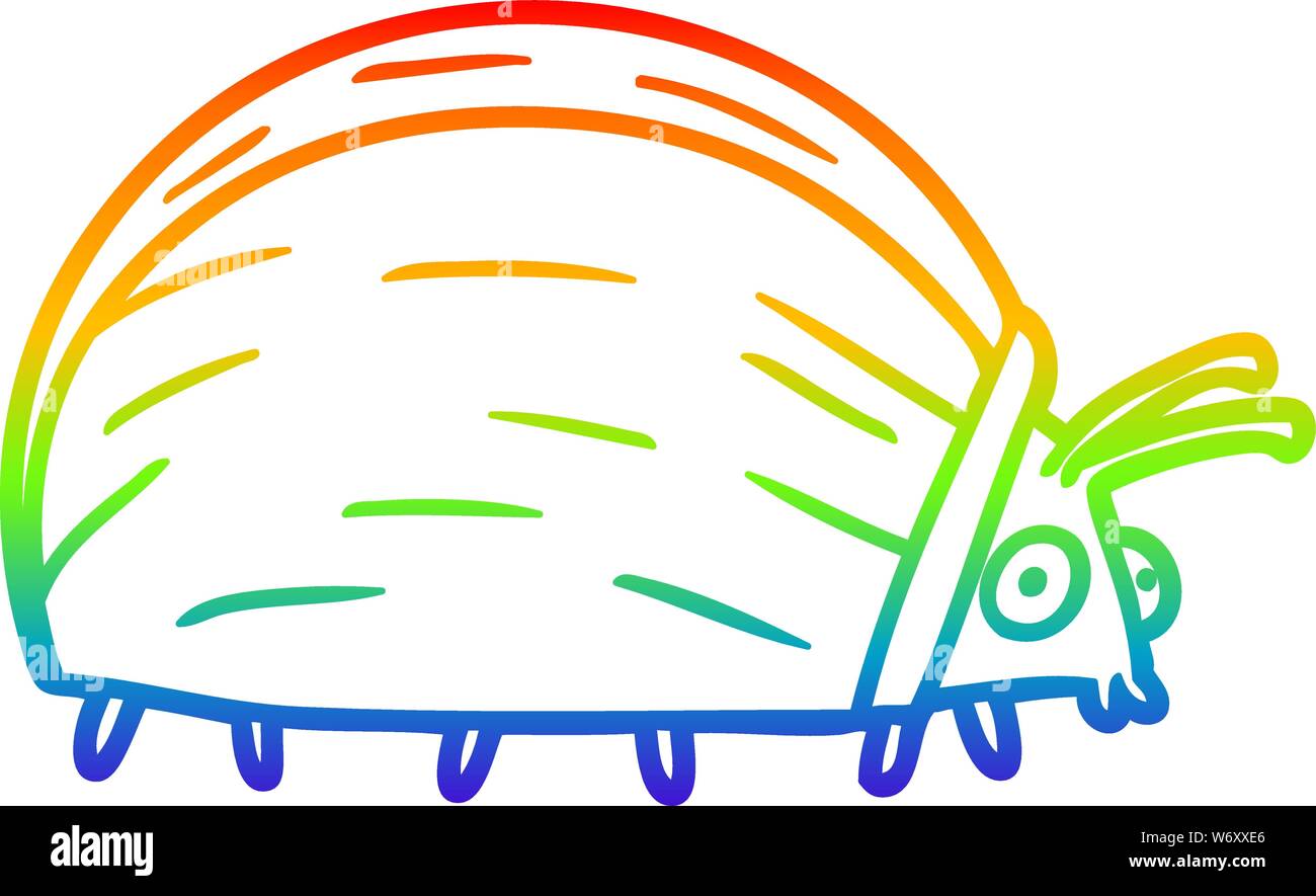 rainbow gradient line drawing of a huge cartoon bug Stock Vector Image ...