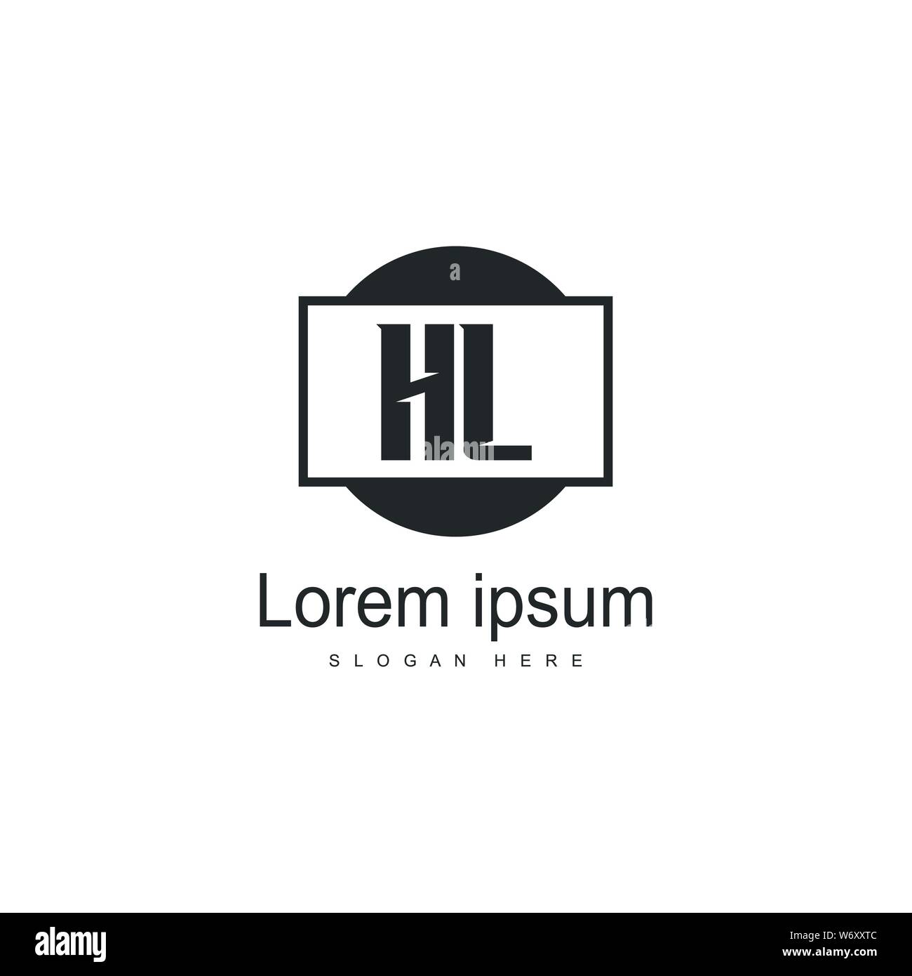 Initial HL logo template with modern frame. Minimalist HL letter logo ...