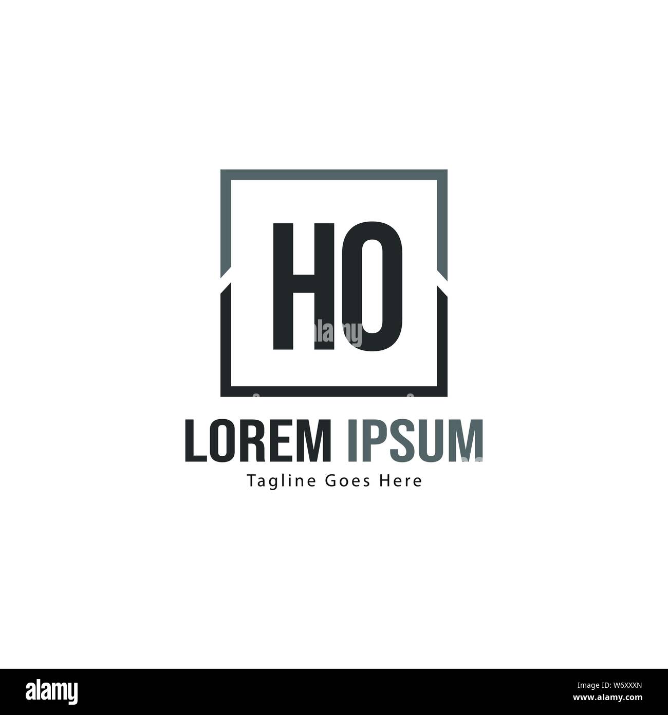 Initial HO logo template with modern frame. Minimalist HO letter logo ...
