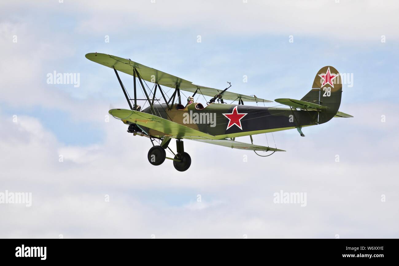 1944 Polikarpov Po2 Soviet biplane, nicknamed Kukuruznik airborne at ...