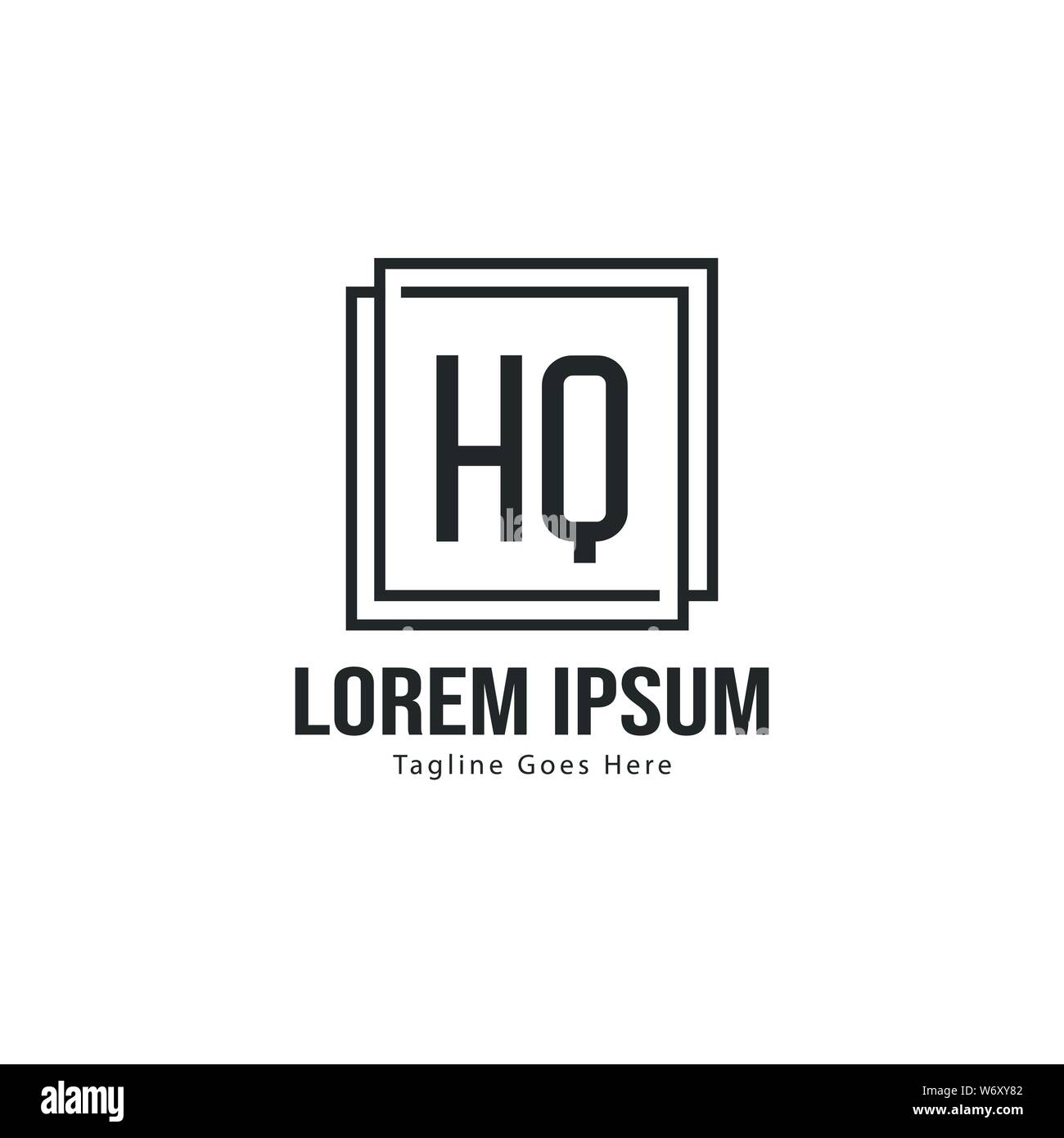 Initial HQ logo template with modern frame. Minimalist HQ letter logo ...