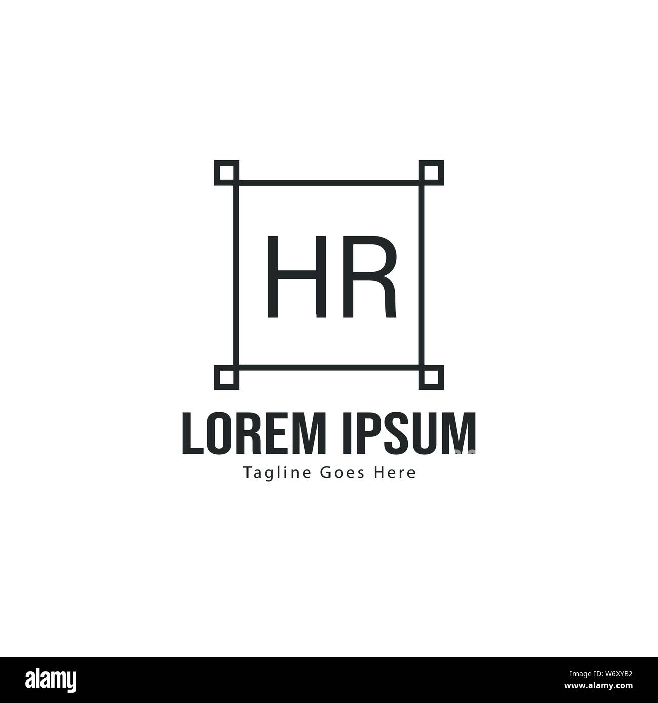 Initial HR logo template with modern frame. Minimalist HR letter logo ...