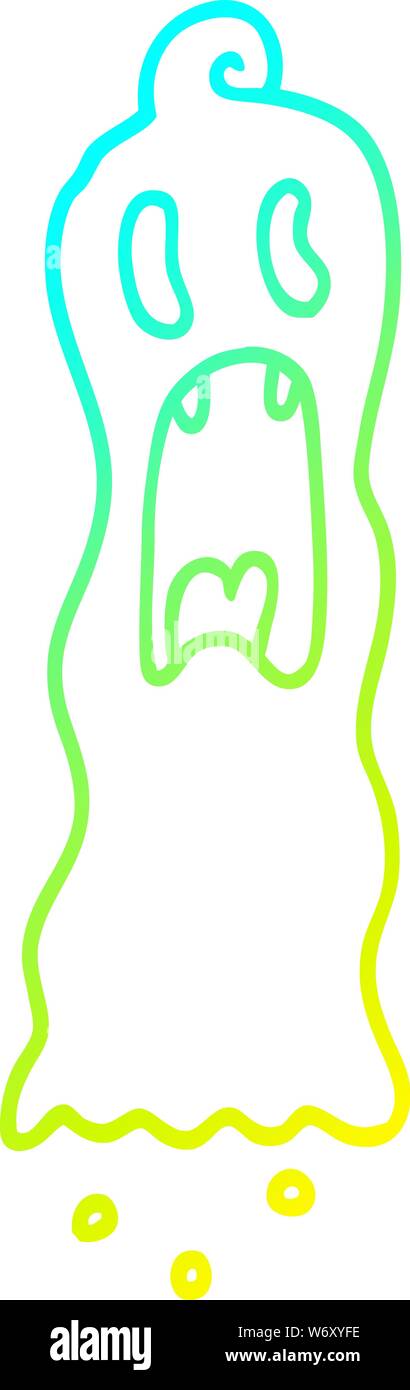 cold gradient line drawing of a cartoon spooky ghost Stock Vector Image ...