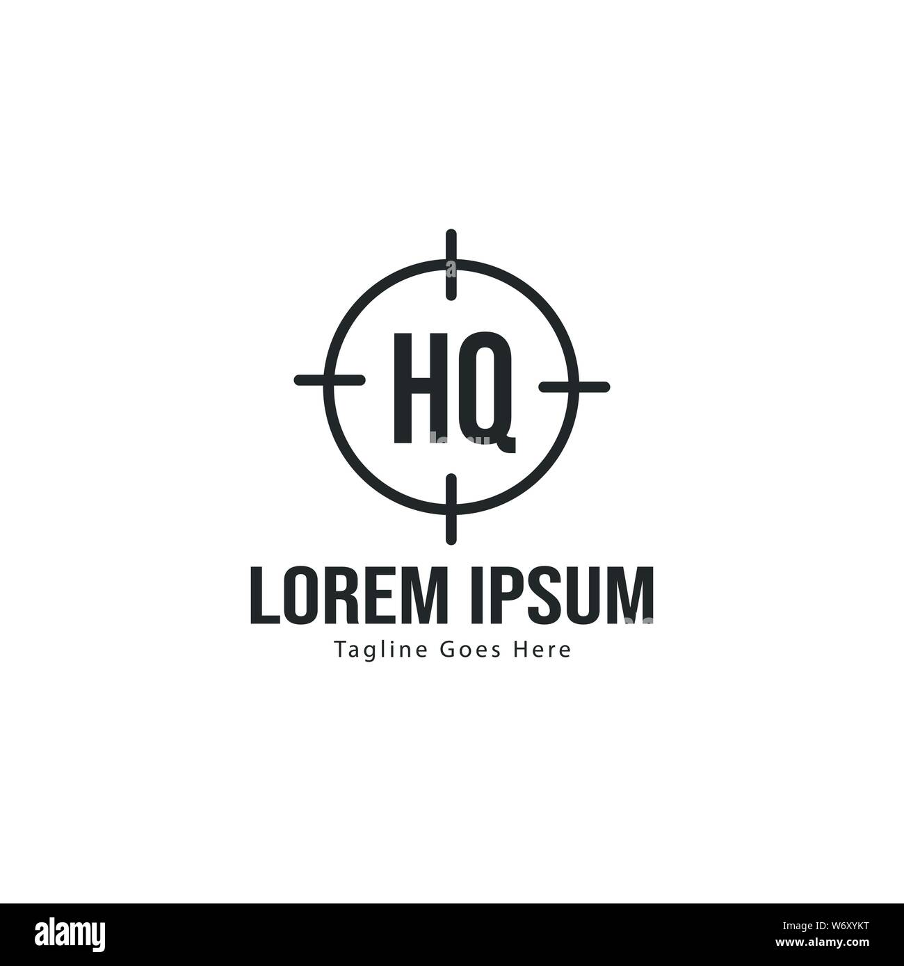 Initial HQ logo template with modern frame. Minimalist HQ letter logo ...