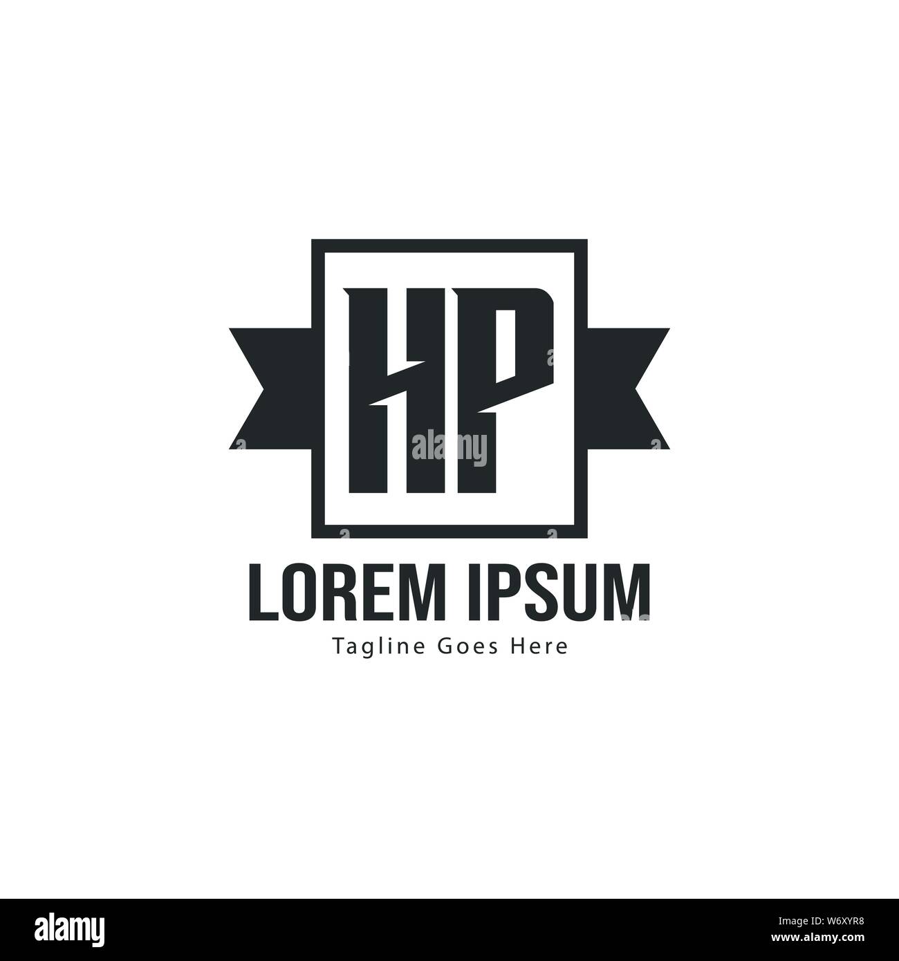 Initial HP logo template with modern frame. Minimalist HP letter logo ...