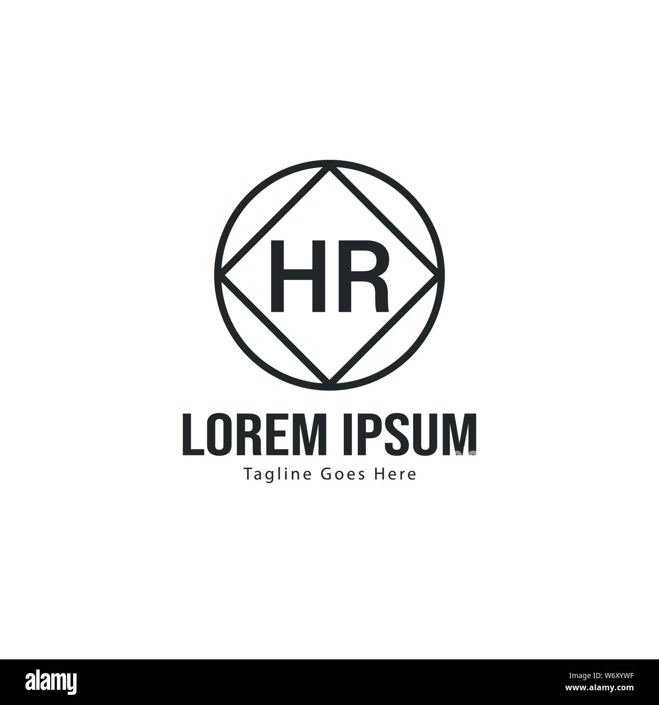 Initial HR logo template with modern frame. Minimalist HR letter logo ...