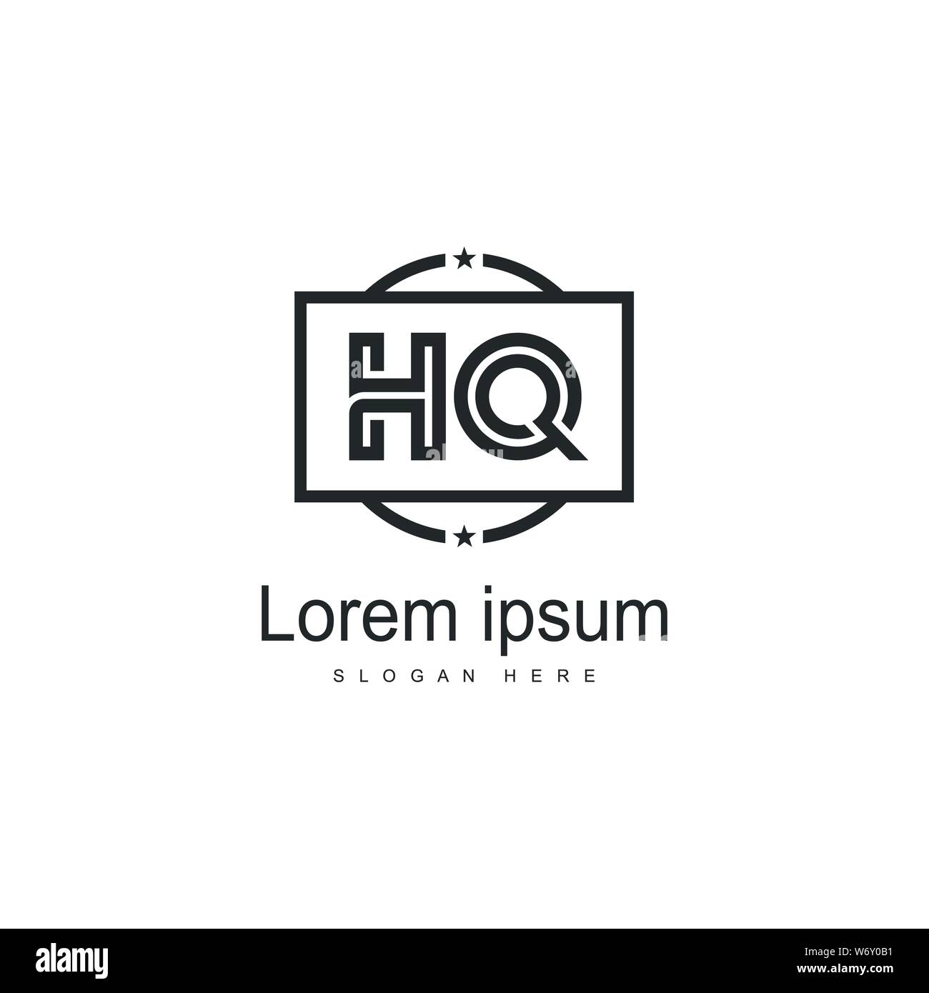 Initial HQ logo template with modern frame. Minimalist HQ letter logo ...