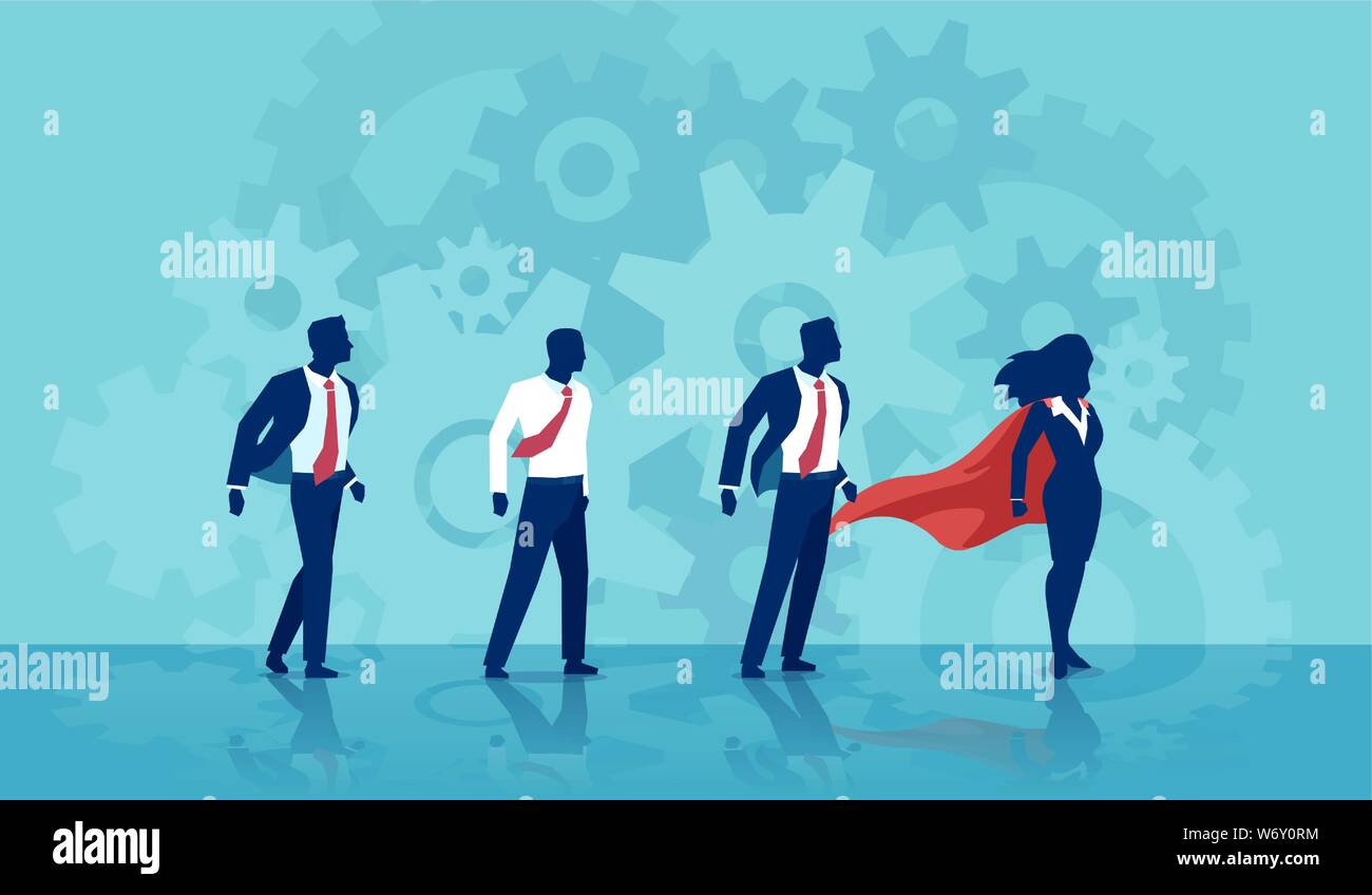 Vector of a super hero business woman leader and her team of ...