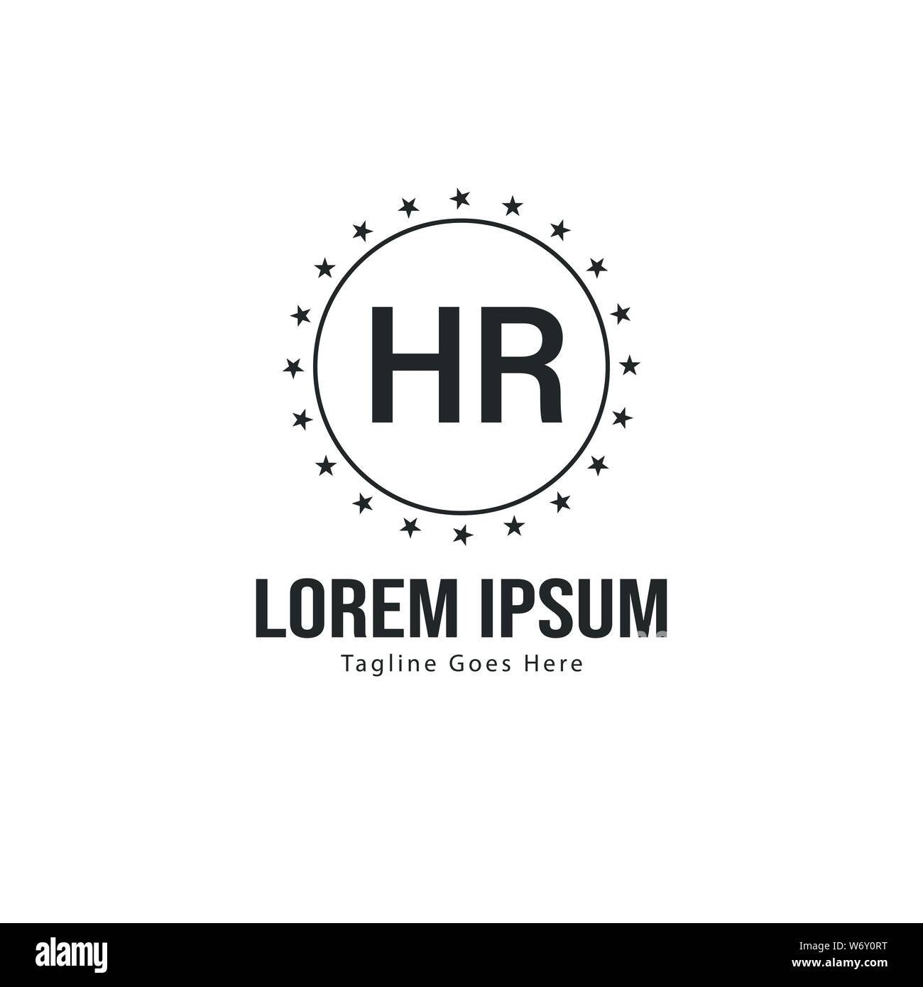 Initial HR logo template with modern frame. Minimalist HR letter logo ...