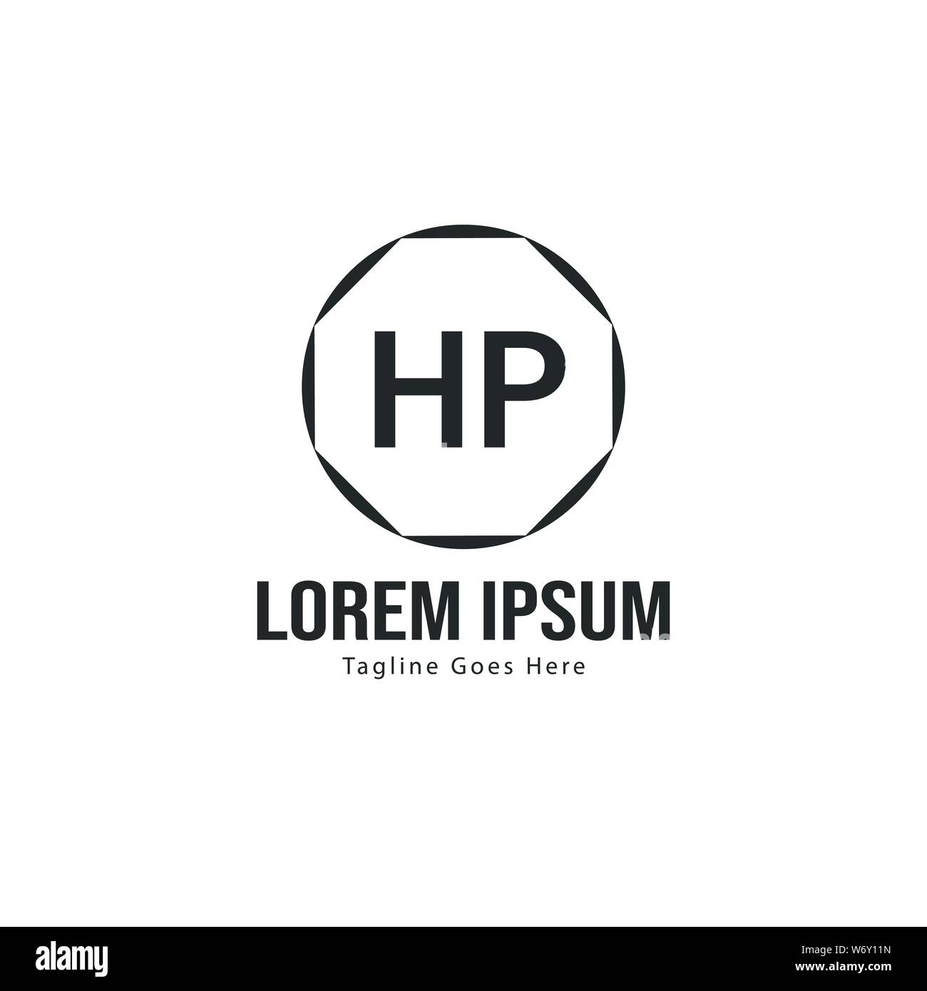 Initial HP logo template with modern frame. Minimalist HP letter logo ...