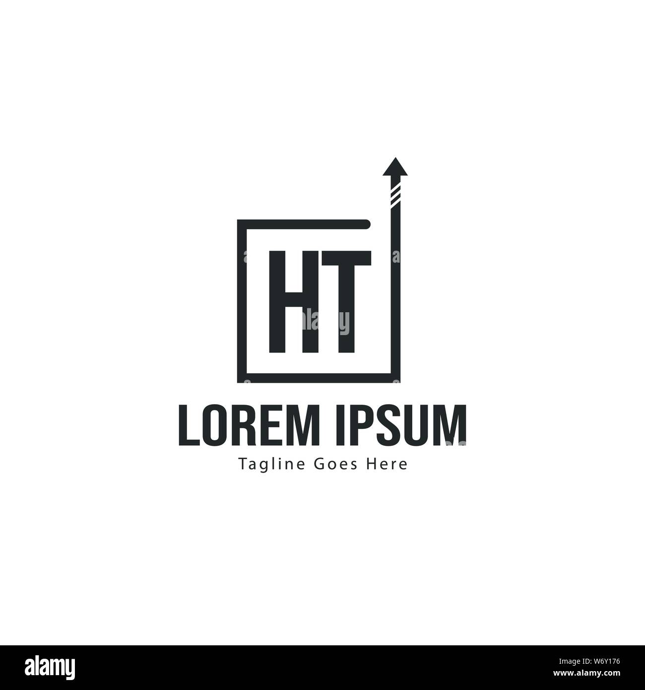 Initial HT logo template with modern frame. Minimalist HT letter logo ...