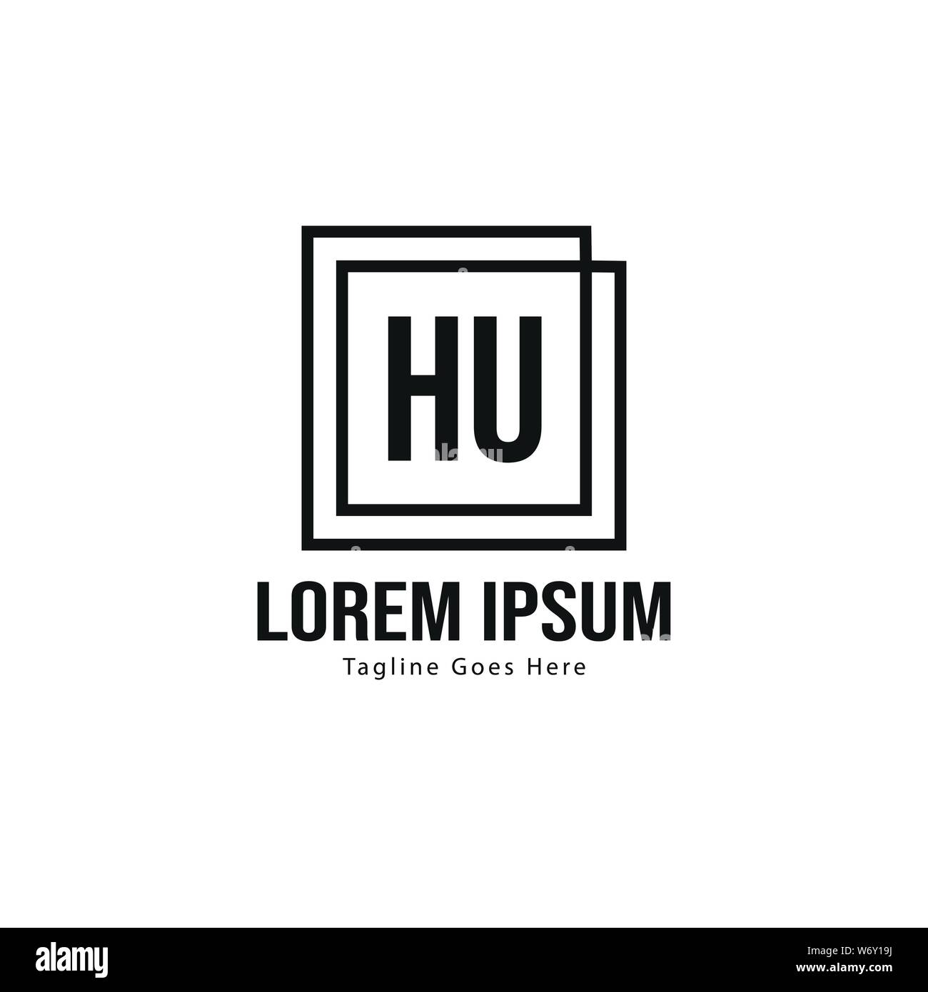Initial HU logo template with modern frame. Minimalist HU letter logo ...