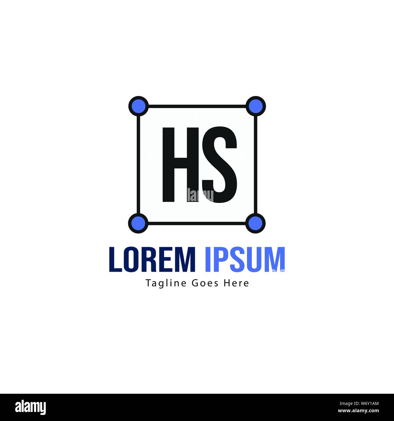 Initial HS logo template with modern frame. Minimalist HS letter logo ...