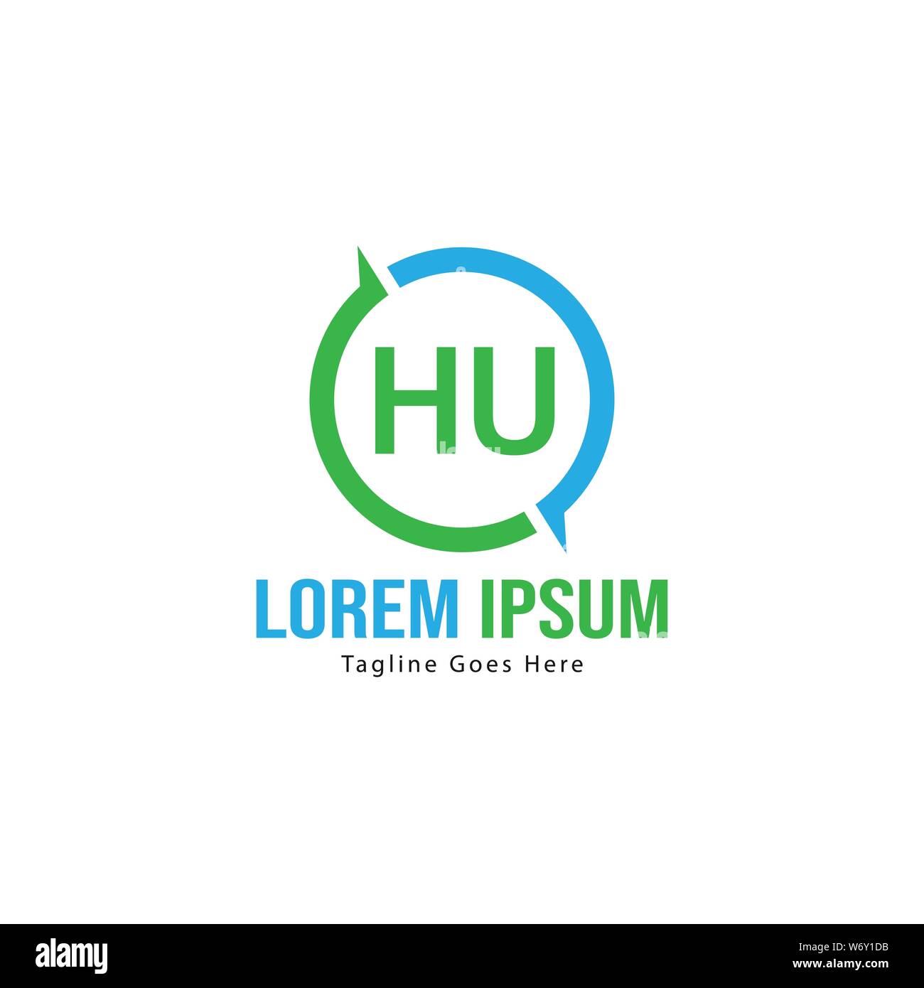 Initial HU logo template with modern frame. Minimalist HU letter logo ...