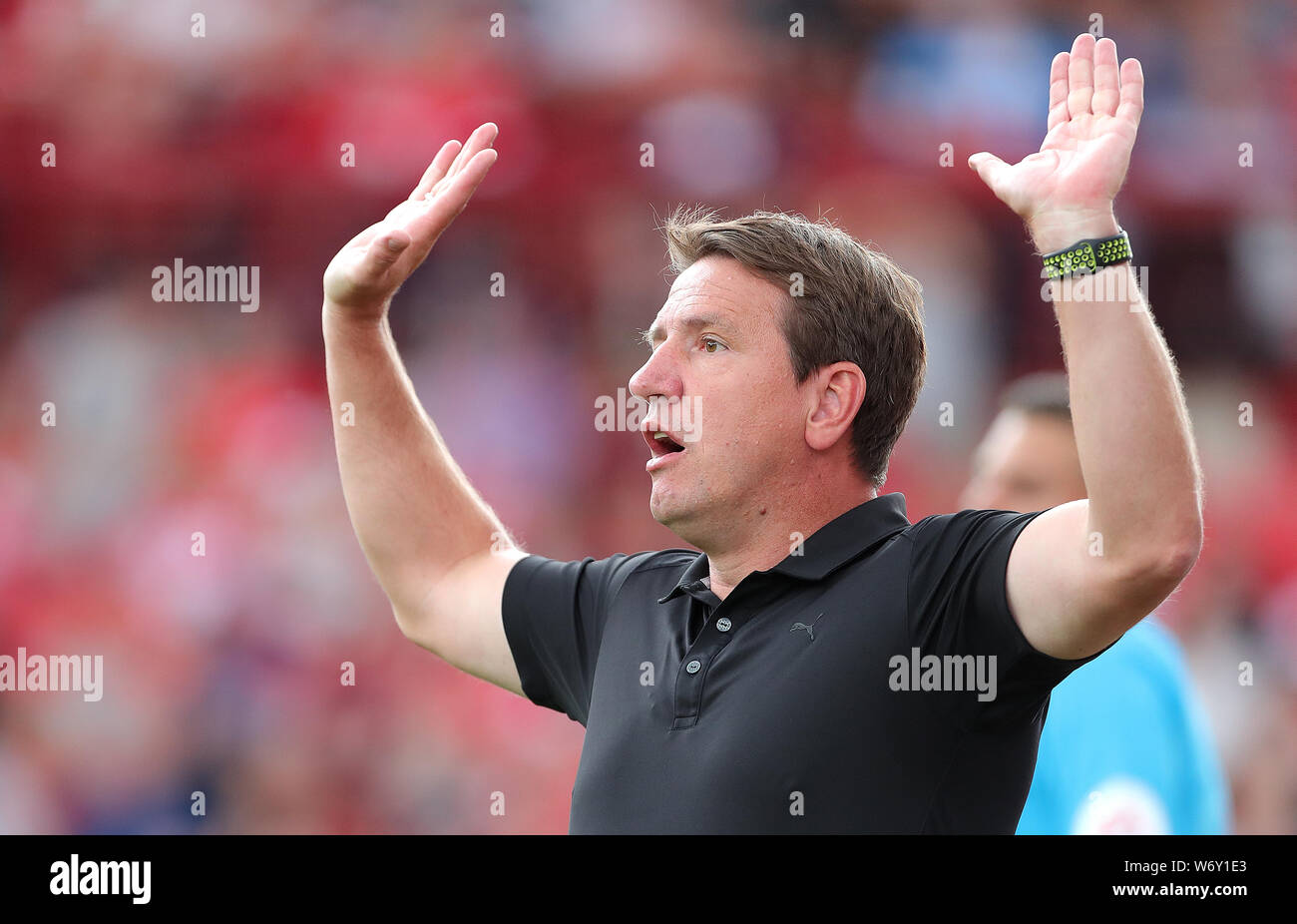 Barnsley manager daniel stendel gestures on touchline hi-res stock ...