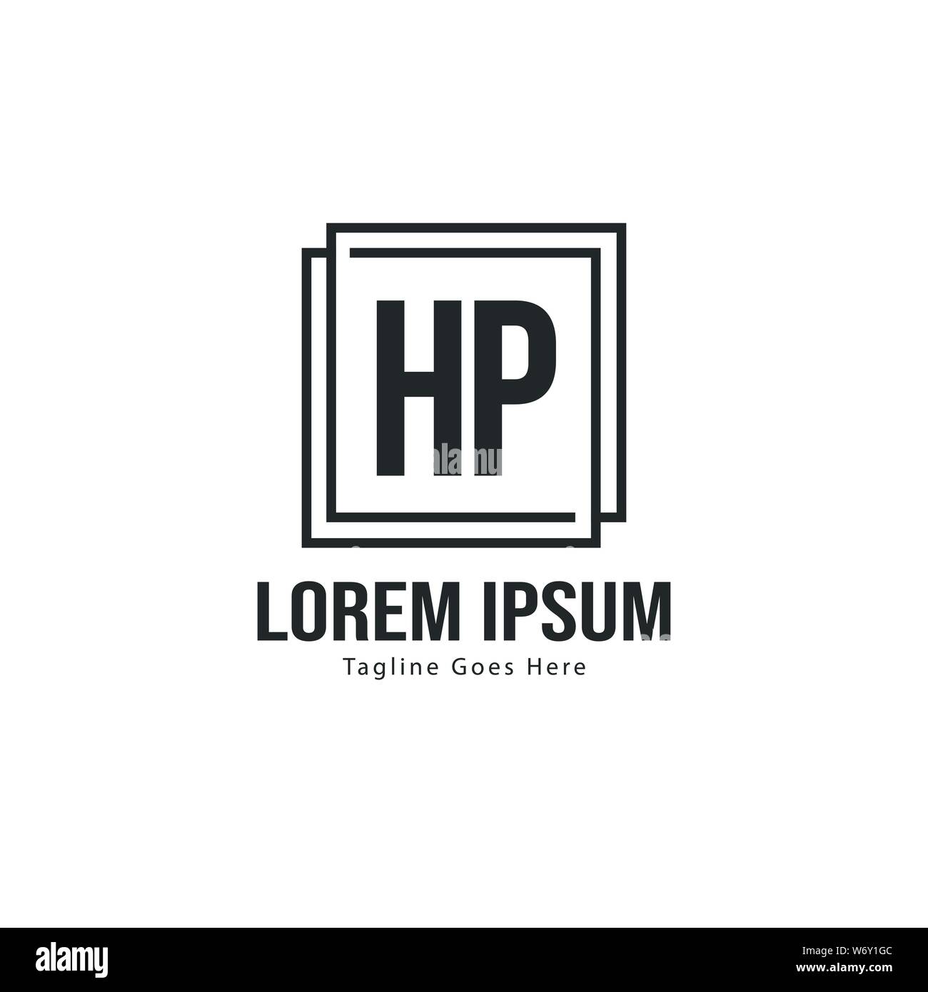 Initial HP logo template with modern frame. Minimalist HP letter logo ...