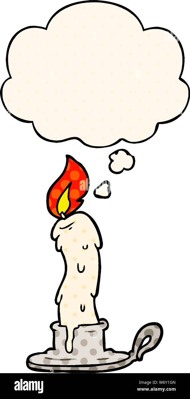 cartoon candle with thought bubble in comic book style Stock Vector ...