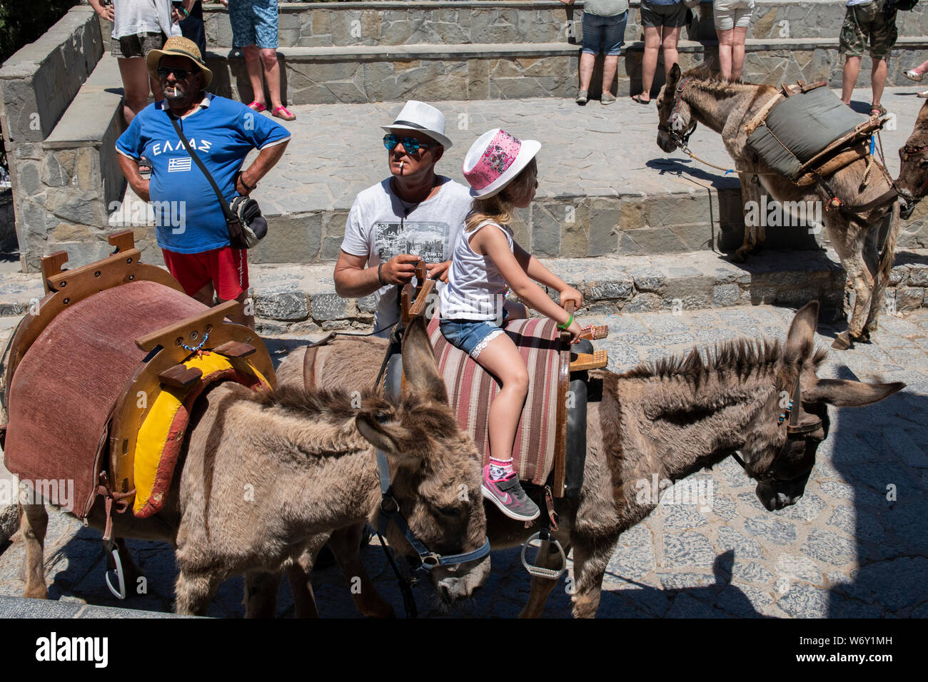 Greece, Rhodes, the largest of the Dodecanese islands. Historic Lindos ...
