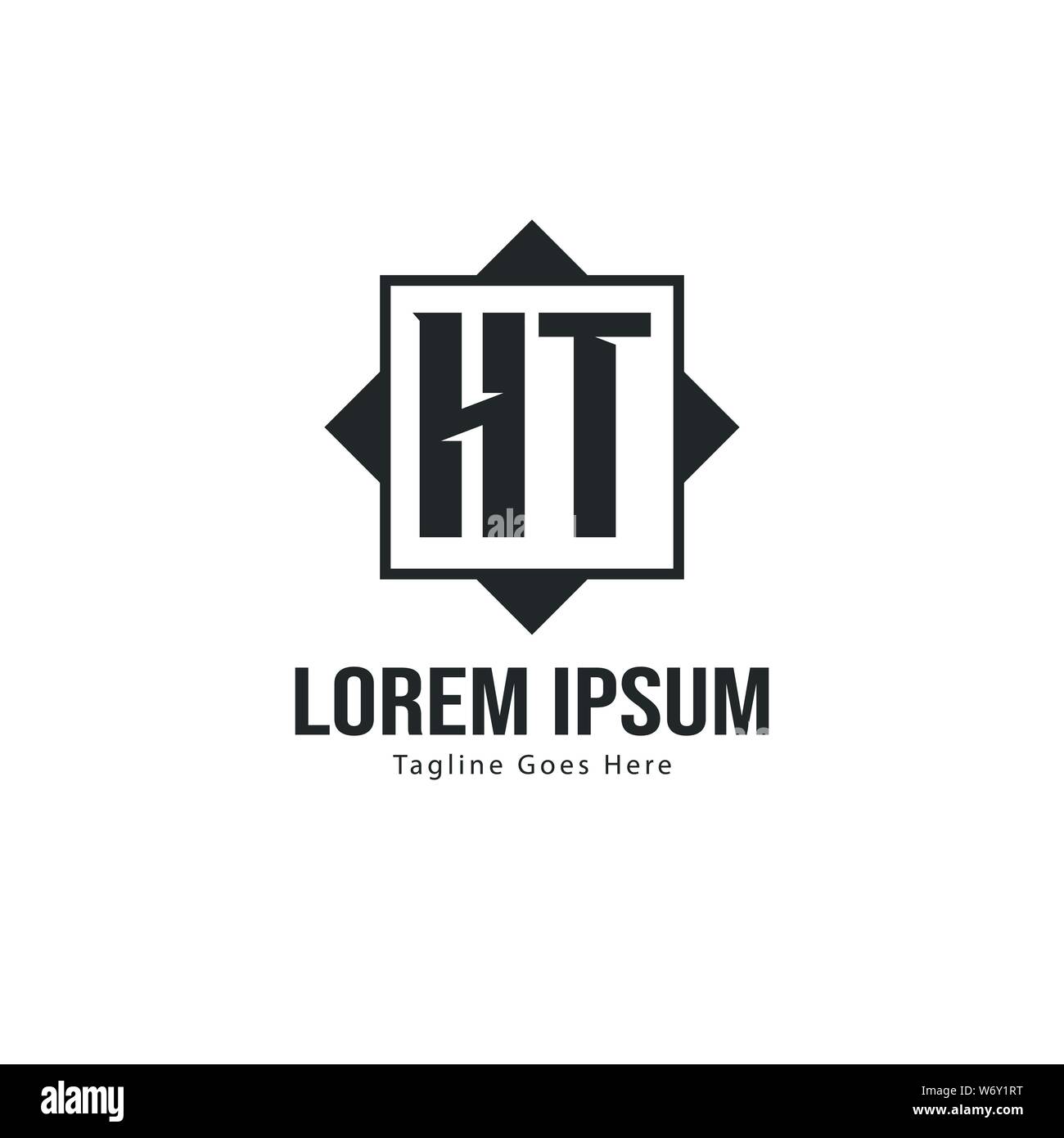 Initial HT logo template with modern frame. Minimalist HT letter logo ...