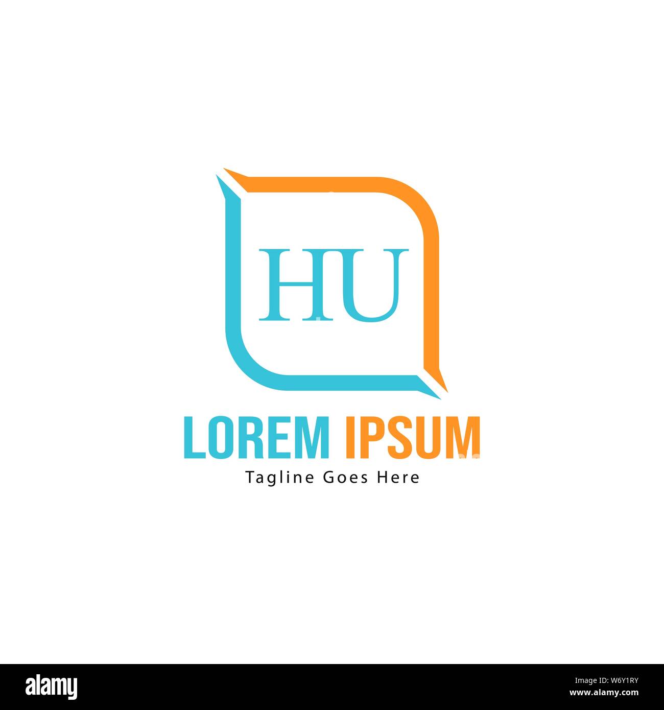 Initial HU logo template with modern frame. Minimalist HU letter logo ...