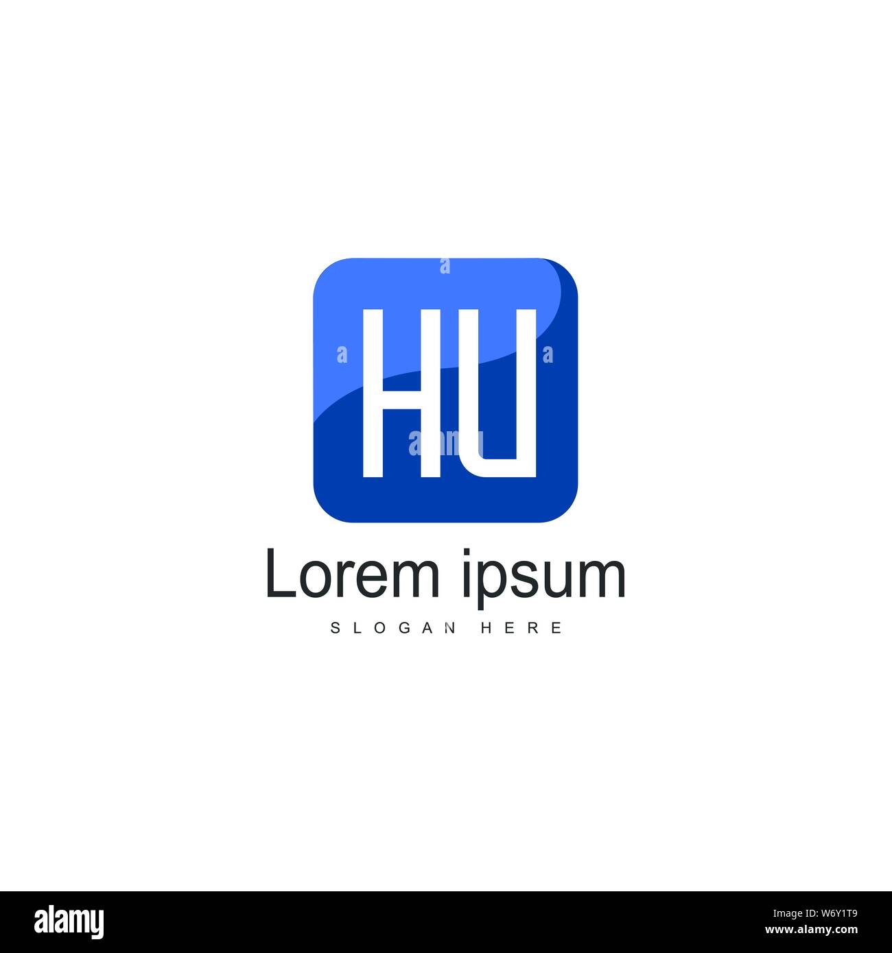Initial HU logo template with modern frame. Minimalist HU letter logo ...
