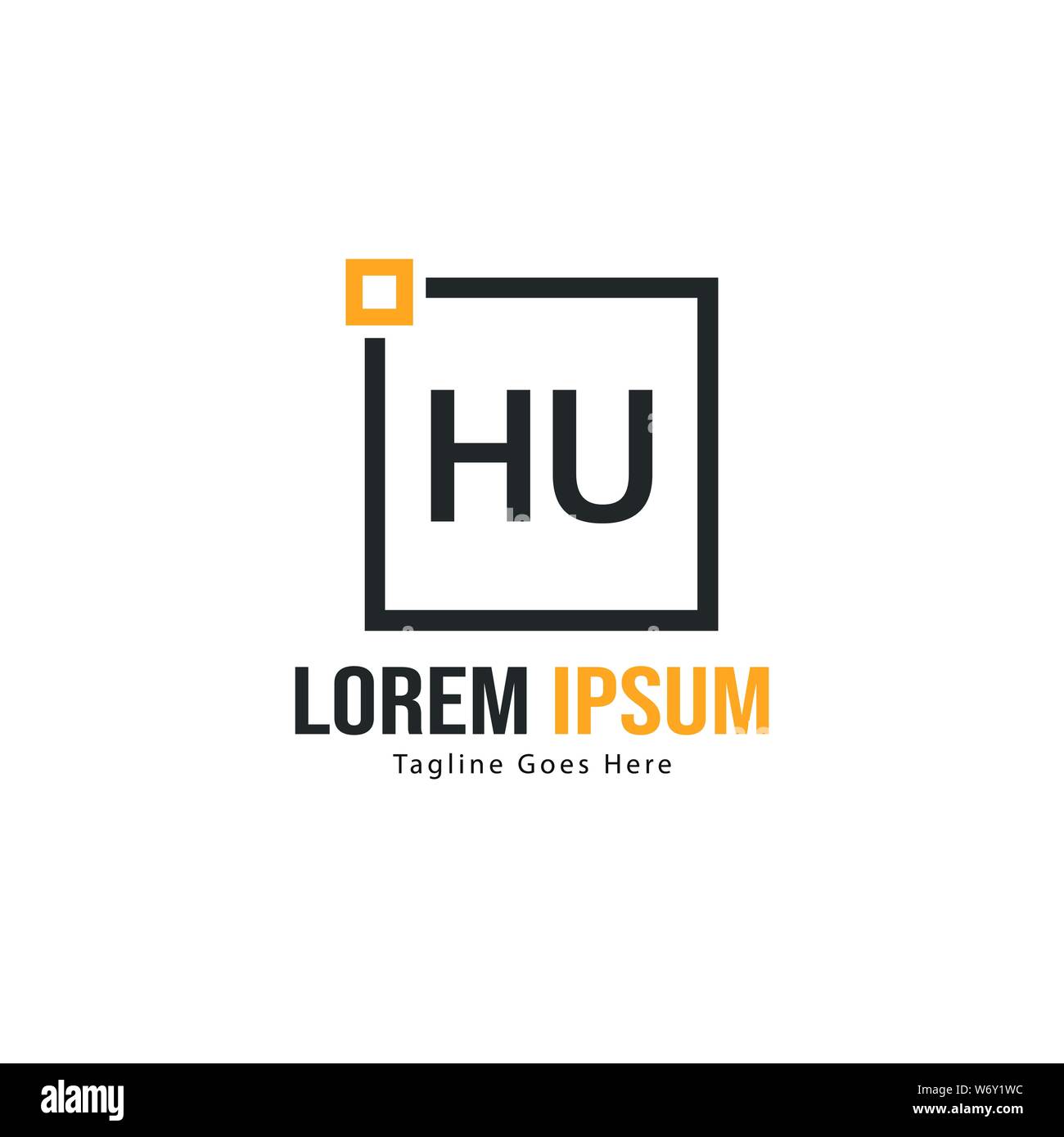 Initial HU logo template with modern frame. Minimalist HU letter logo ...