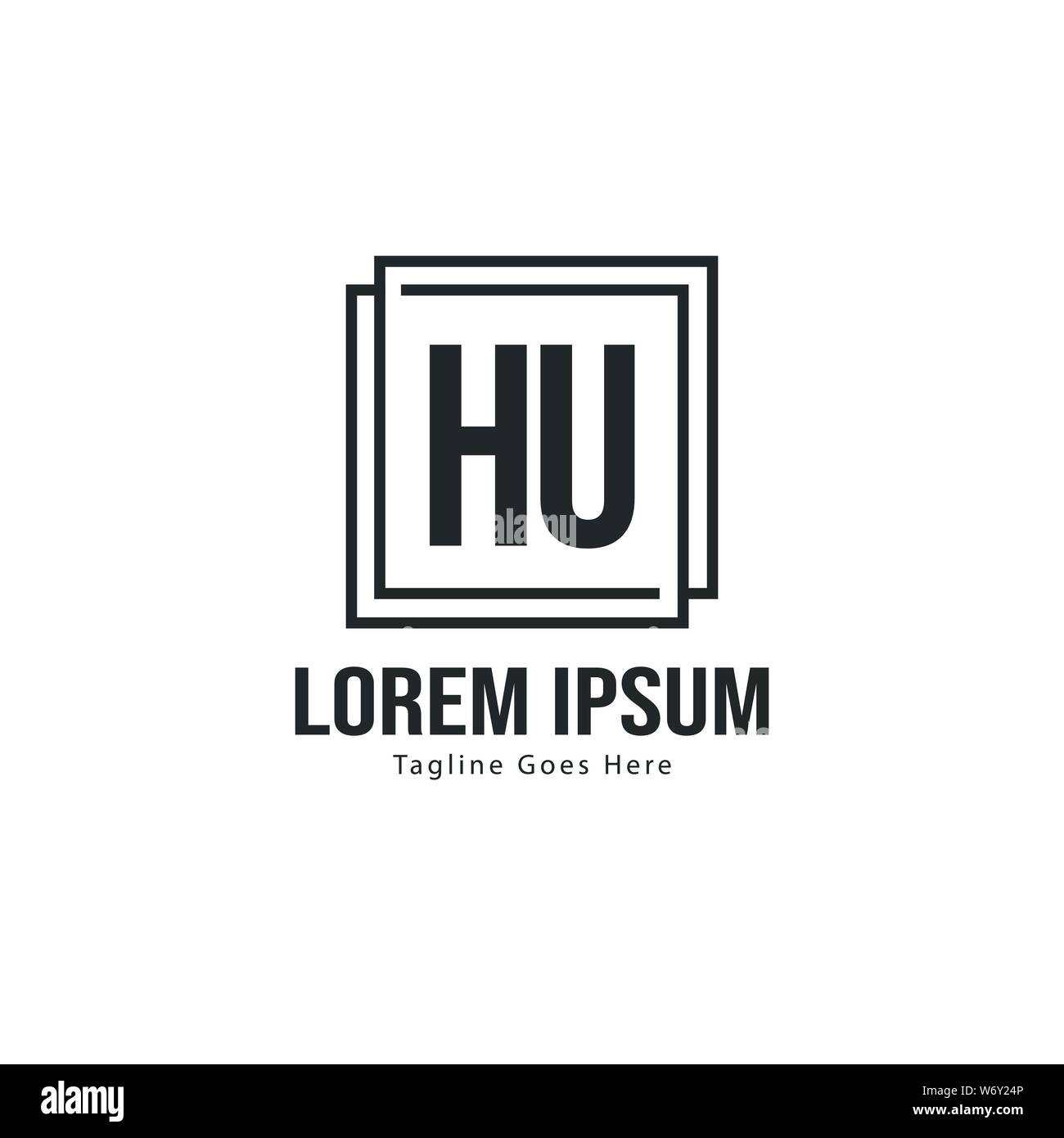 Initial HU logo template with modern frame. Minimalist HU letter logo ...