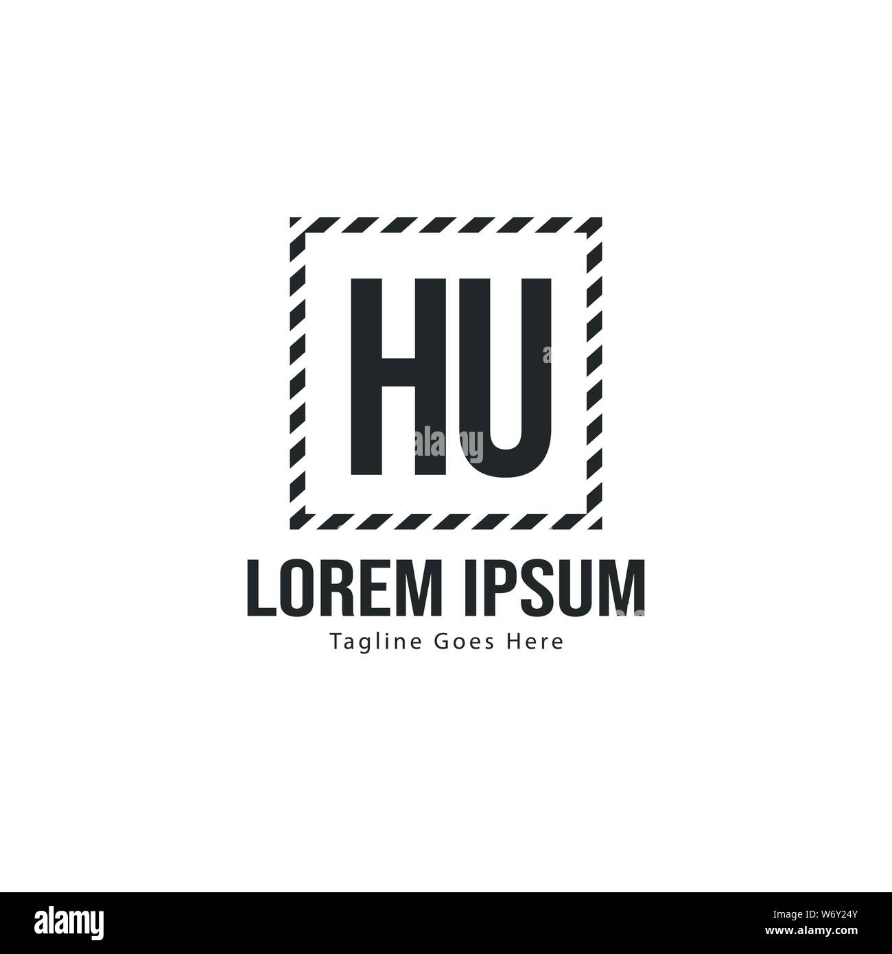 Initial HU logo template with modern frame. Minimalist HU letter logo ...