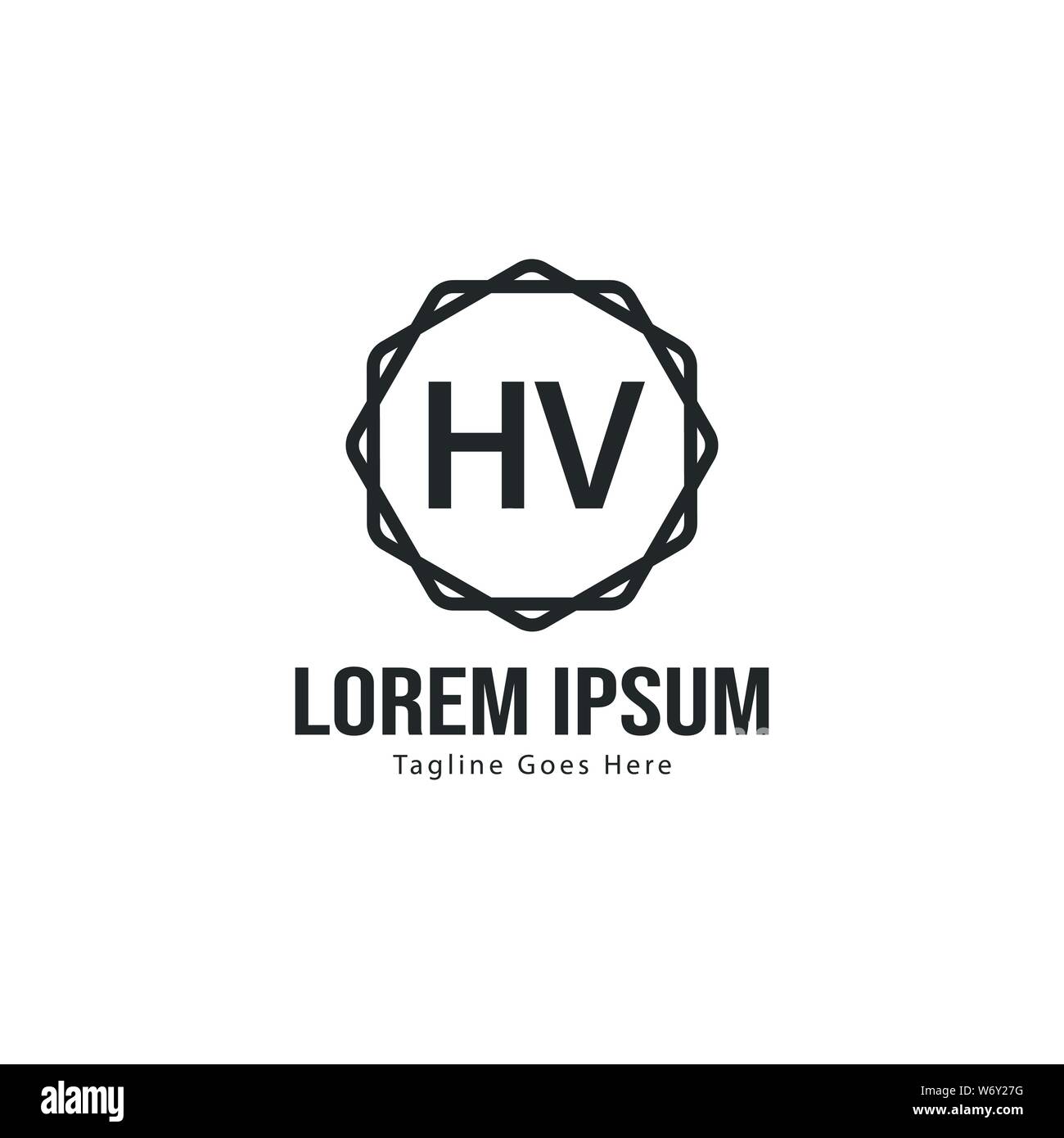Initial HV logo template with modern frame. Minimalist HV letter logo ...