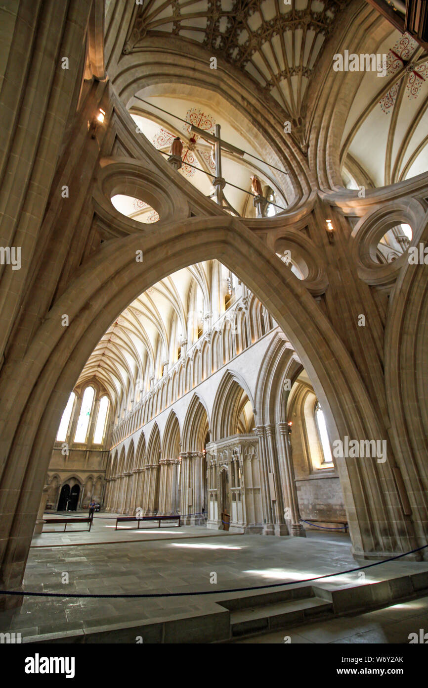 The Scissor Arch inside Wells Cathedral in Somerset Stock Photo - Alamy