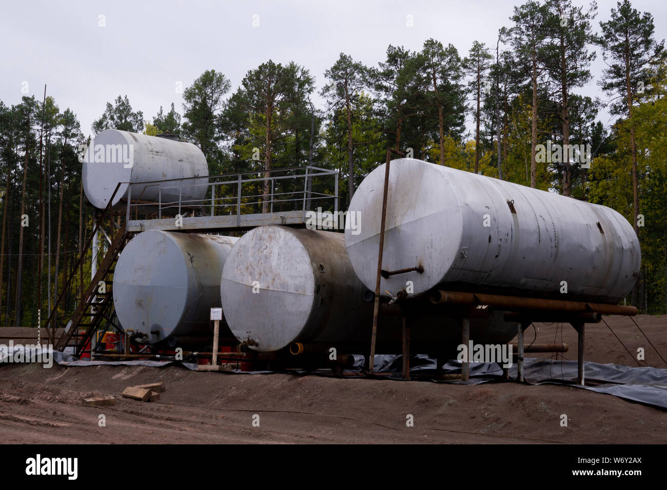 Oil industry. Oil Storage Tanks for petroleum products at the refinery ...