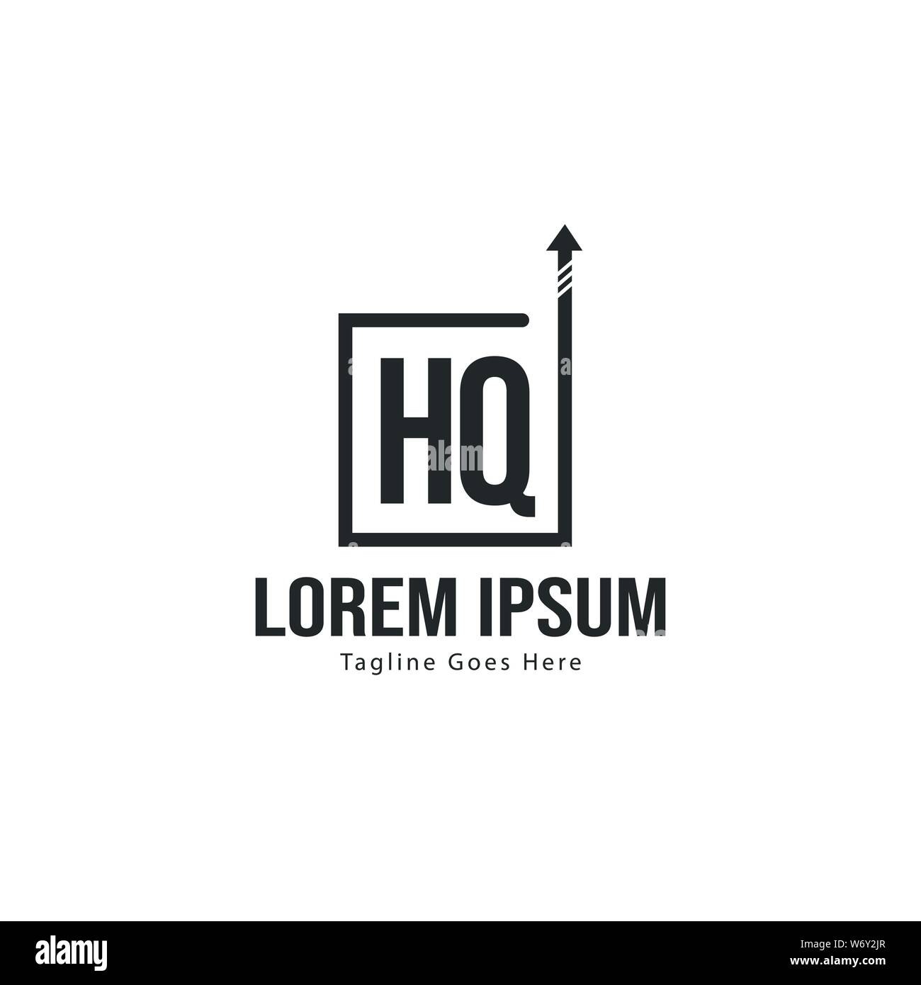 Initial HQ logo template with modern frame. Minimalist HQ letter logo ...