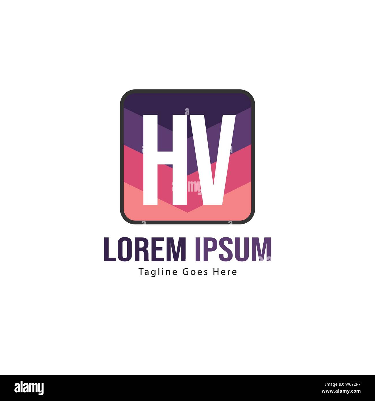 Initial HV logo template with modern frame. Minimalist HV letter logo ...