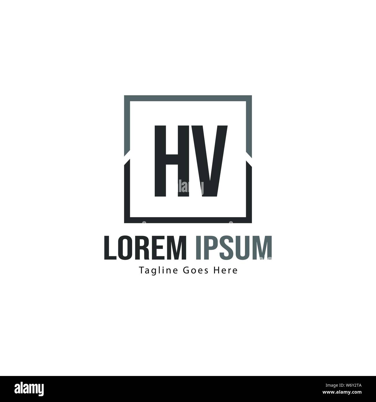 Initial HV logo template with modern frame. Minimalist HV letter logo ...
