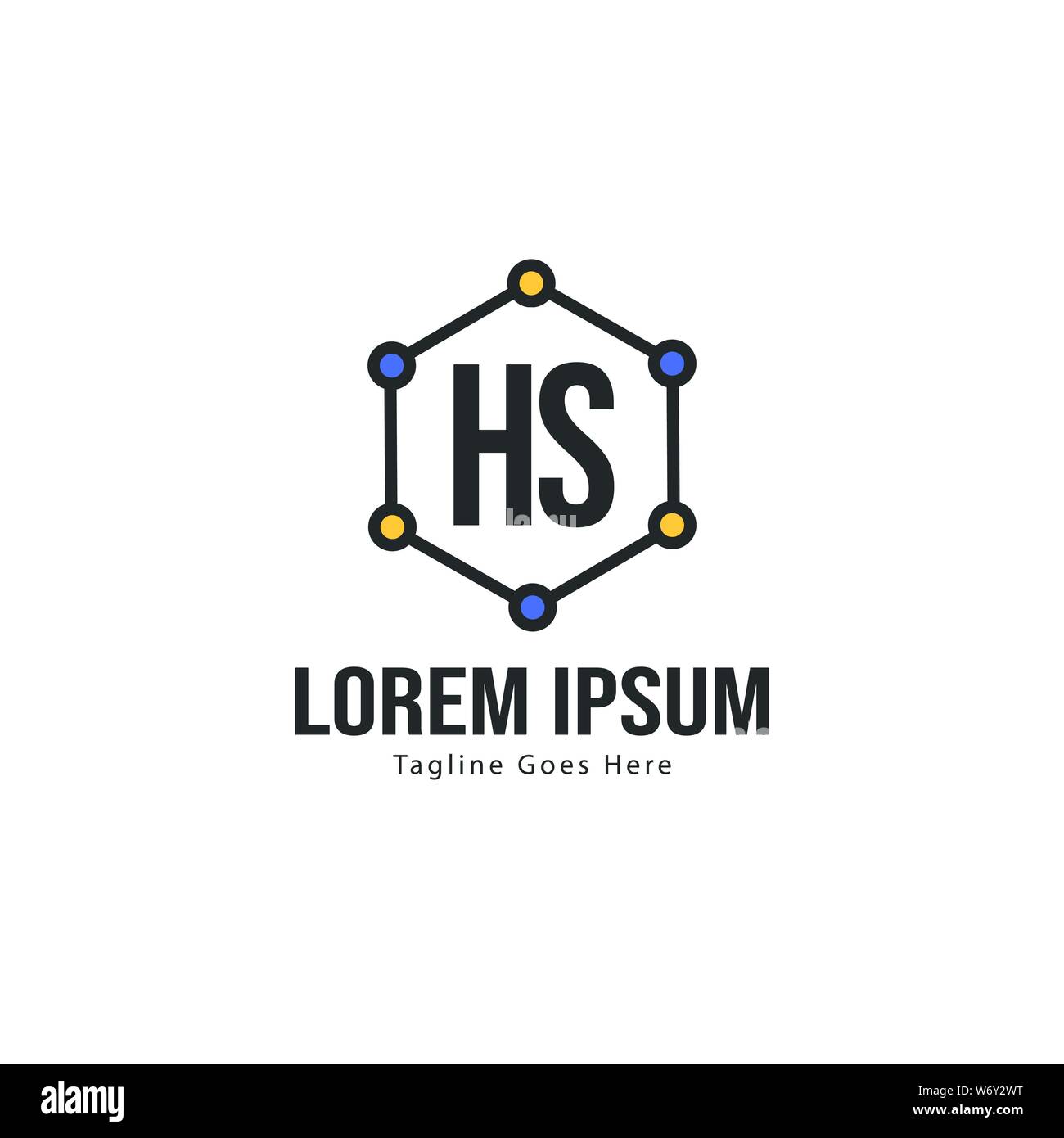 Initial HS logo template with modern frame. Minimalist HS letter logo ...