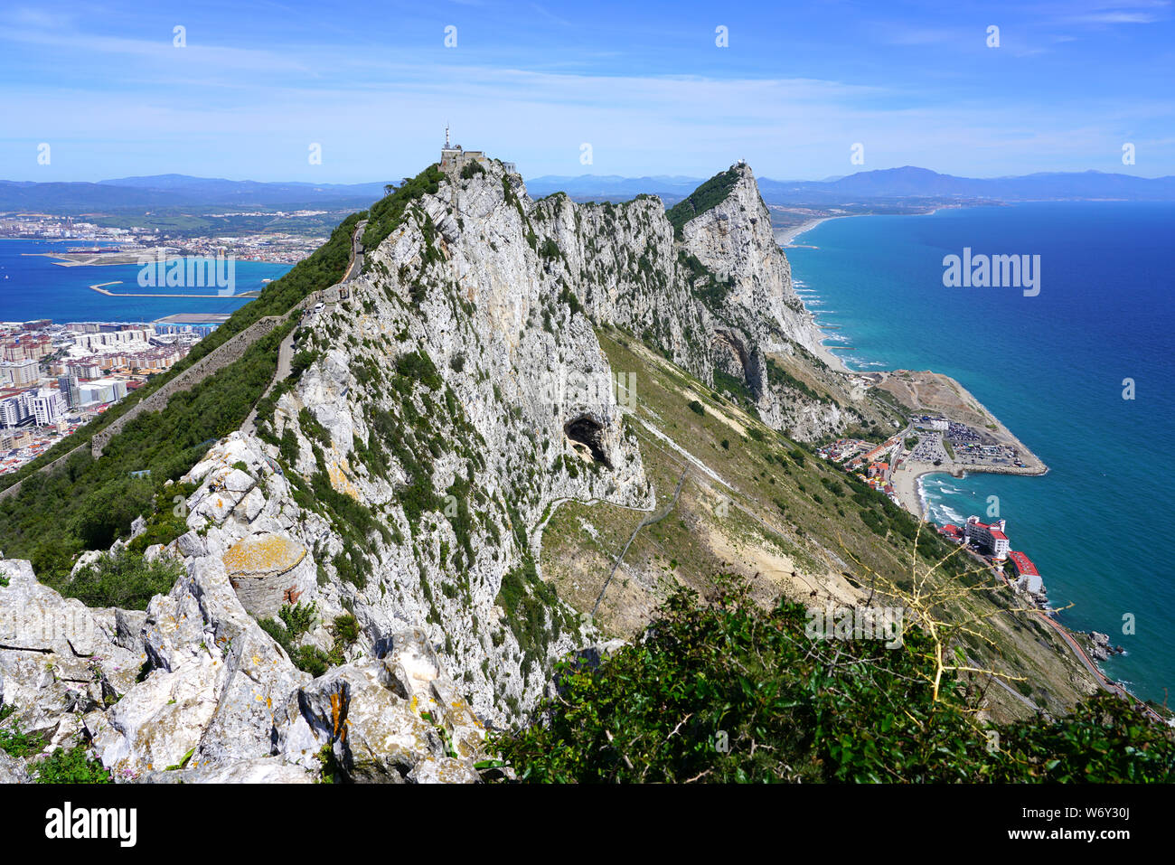 View of the Rock of Gibraltar, a British Overseas Territory on the ...
