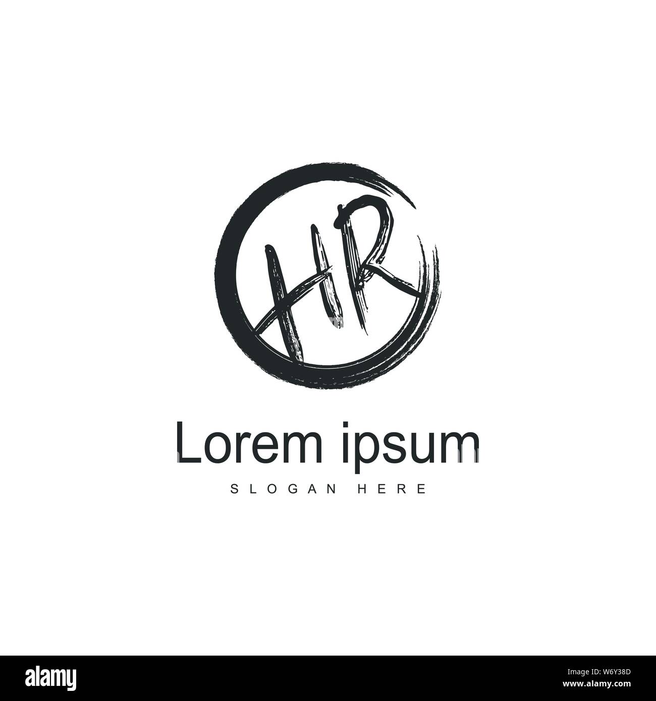 Initial HR logo template with modern frame. Minimalist HR letter logo ...